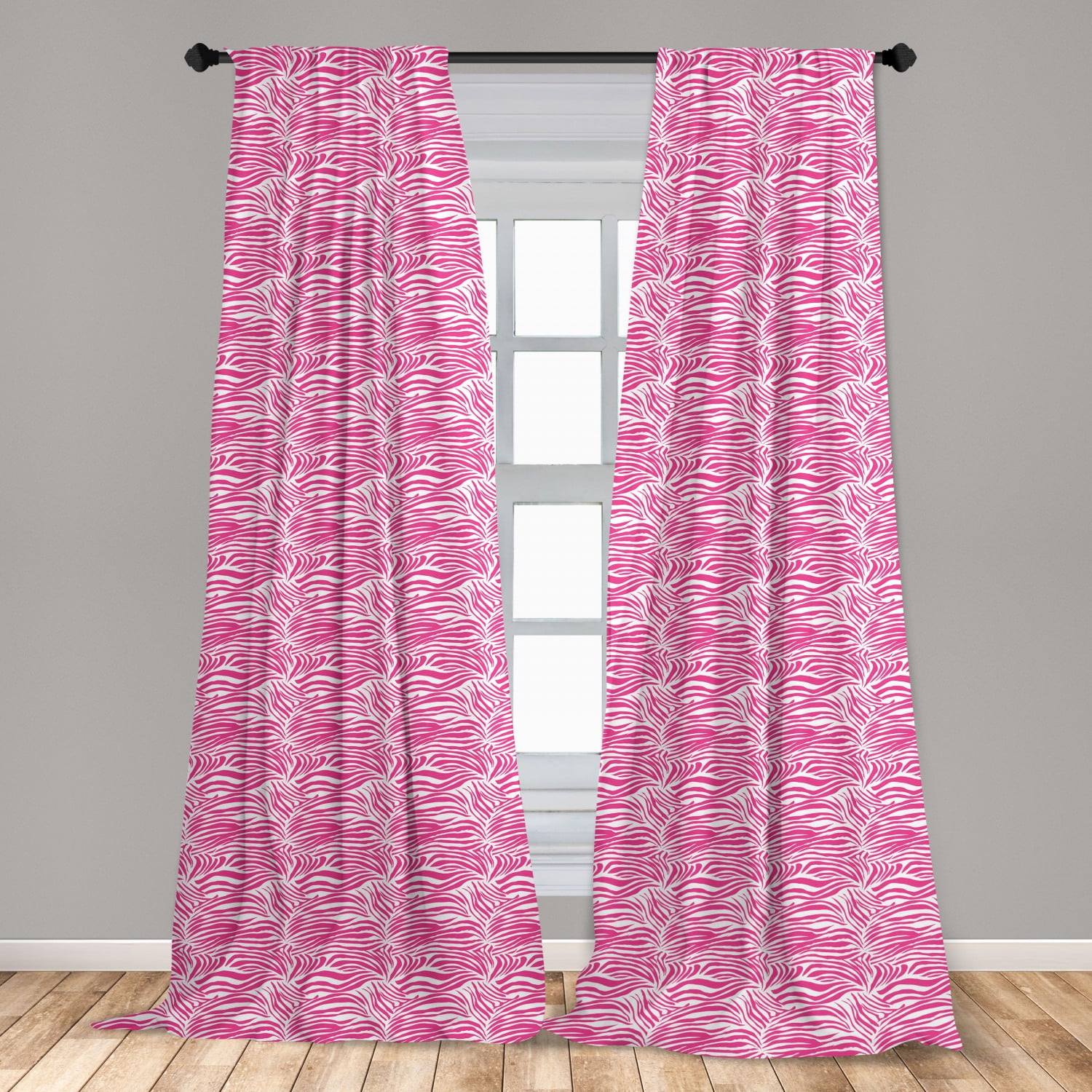 Zebra Print Curtains 2 Panels Set, Striped Zebra Animal Skin Pattern in ...