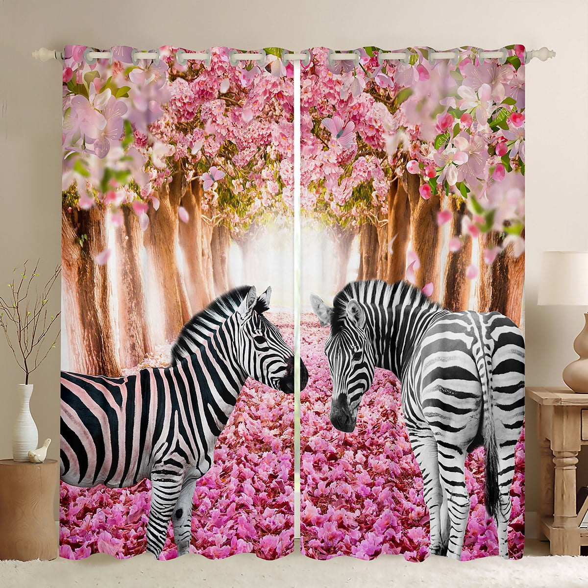 Zebra Print Curtains Toddler Zebra Animals Theme Window Curtains, Cute ...