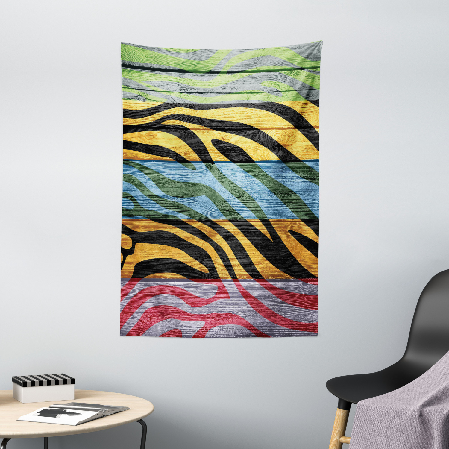 Zebra Print Decor Wall Hanging Tapestry, Colorful Zebra Print on ...