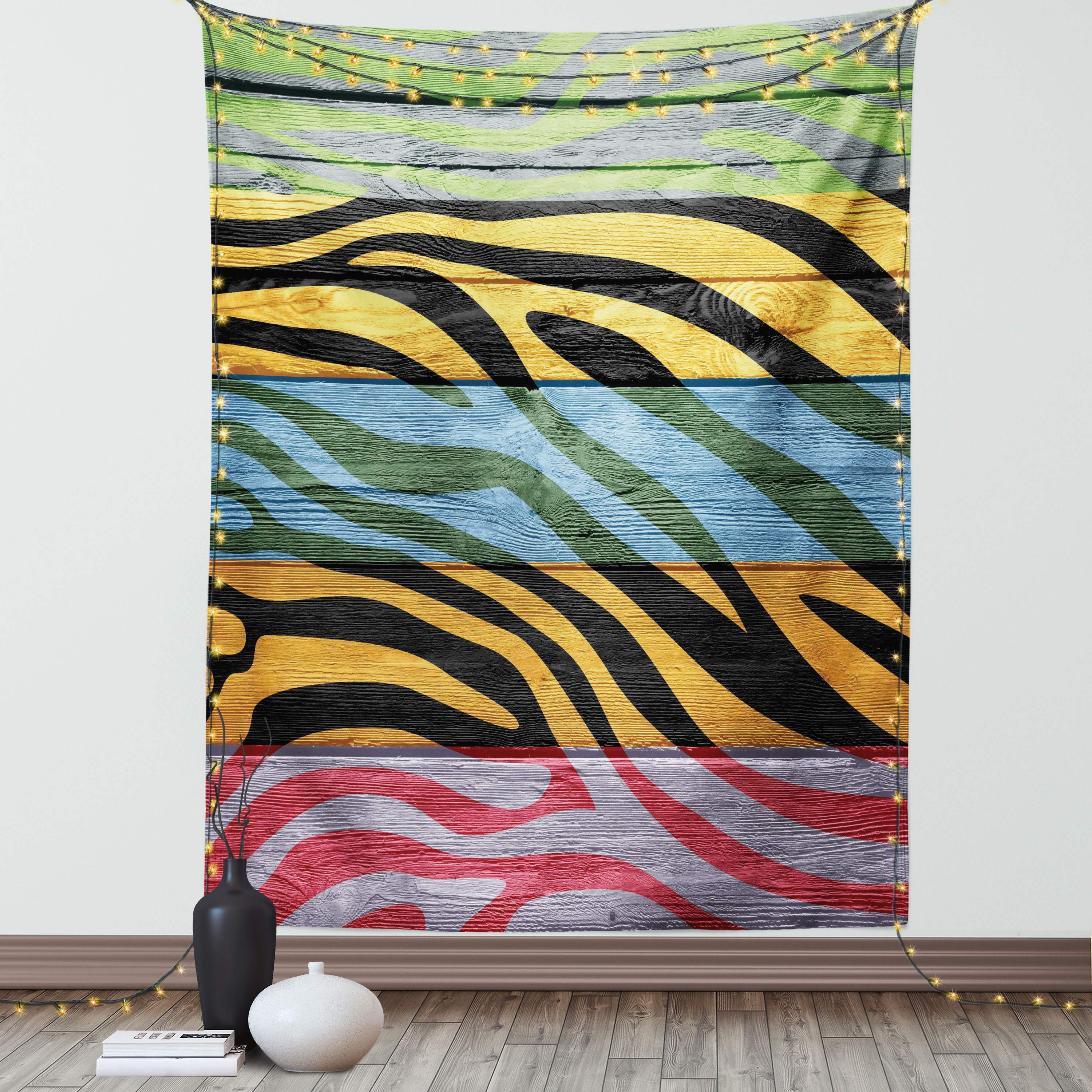 Zebra Print Decor Wall Hanging Tapestry, Colorful Zebra Print on ...