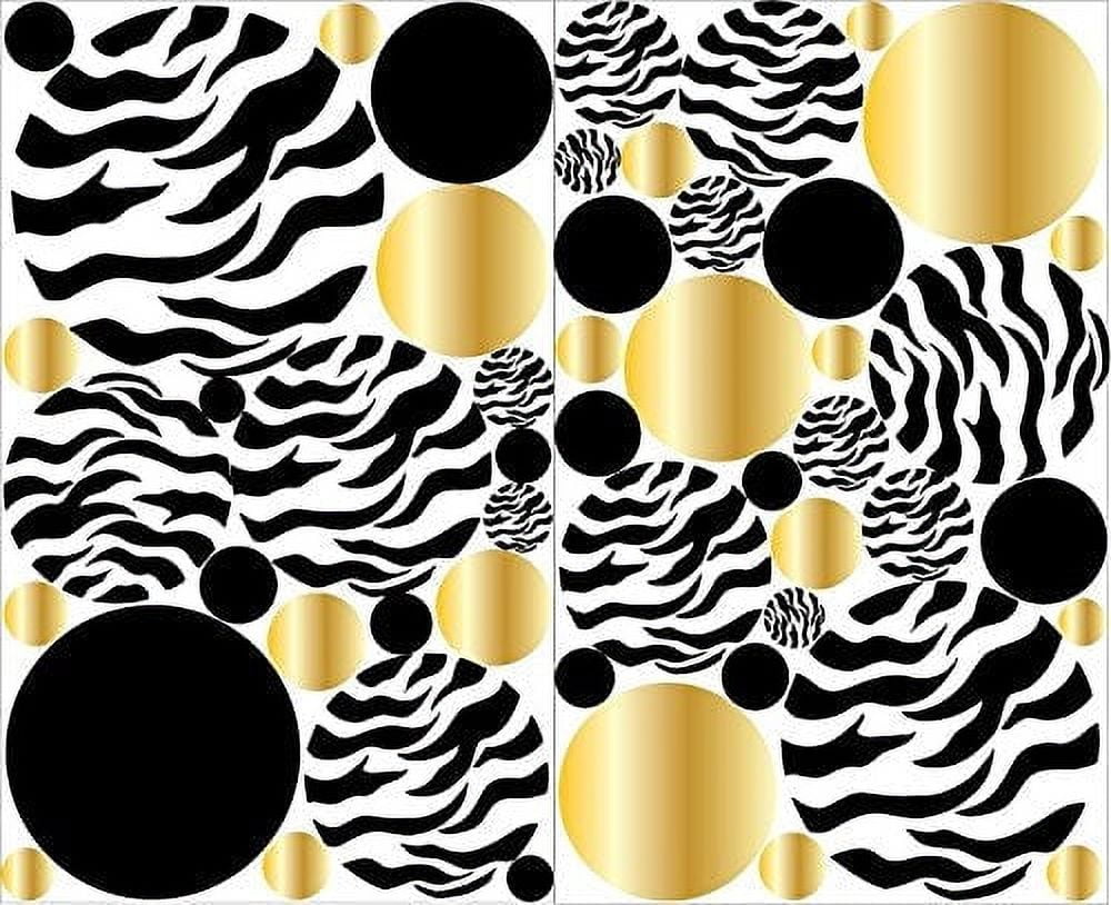 Zebra Print Dot Wall Decals with Gold Polka Dot Wall Stickers - Walmart.com