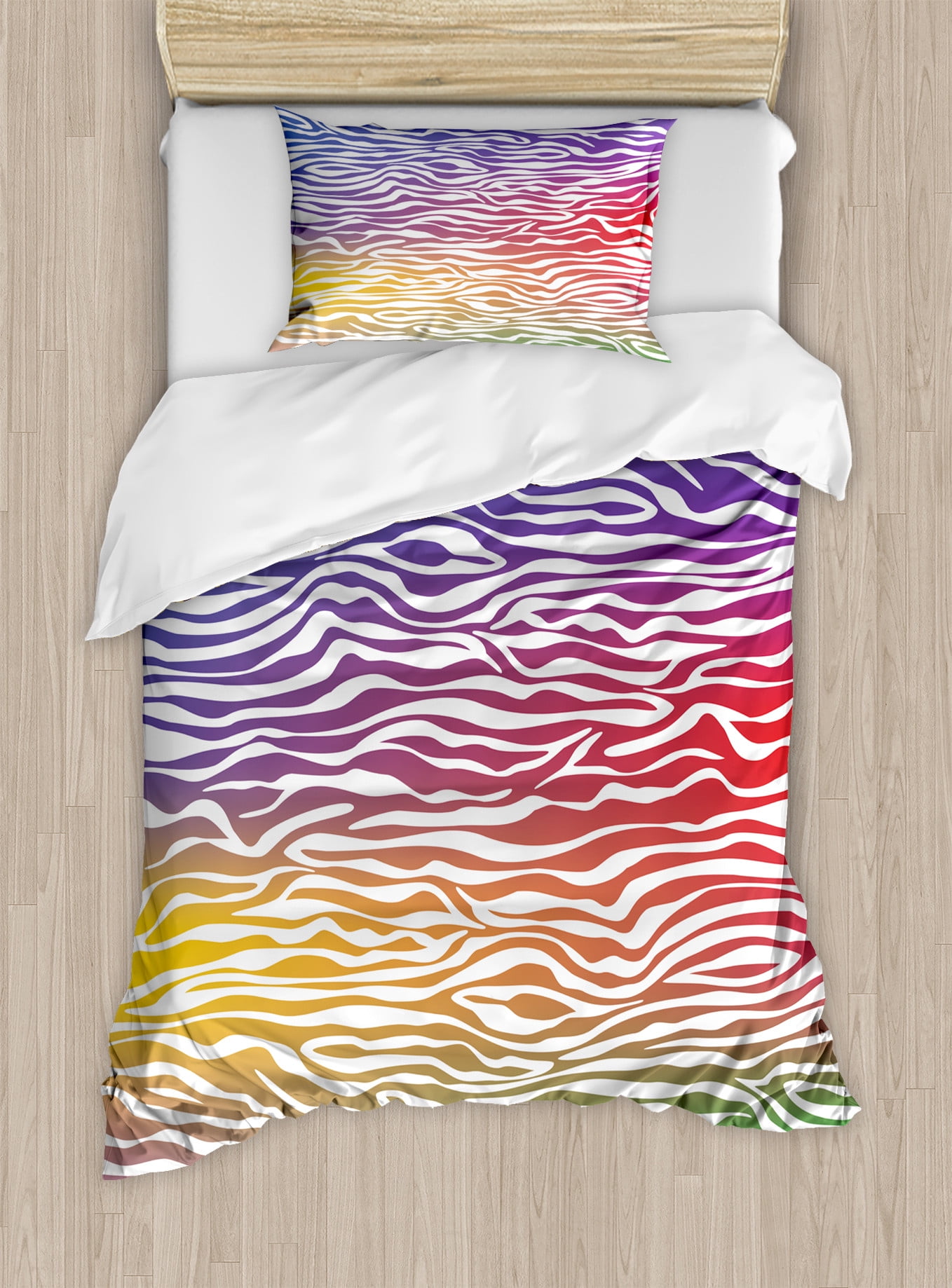 Zebra Print Duvet Cover Set, Abstract Zebra Skin Pattern Geometric ...
