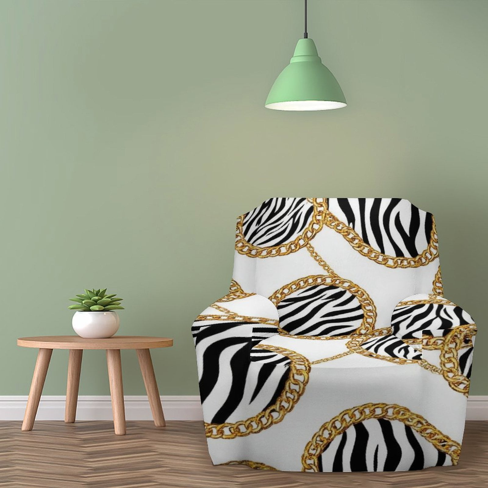 Zebra Print Gold Chain Pattern Single Sofa Cover Simple Anti-Cat ...