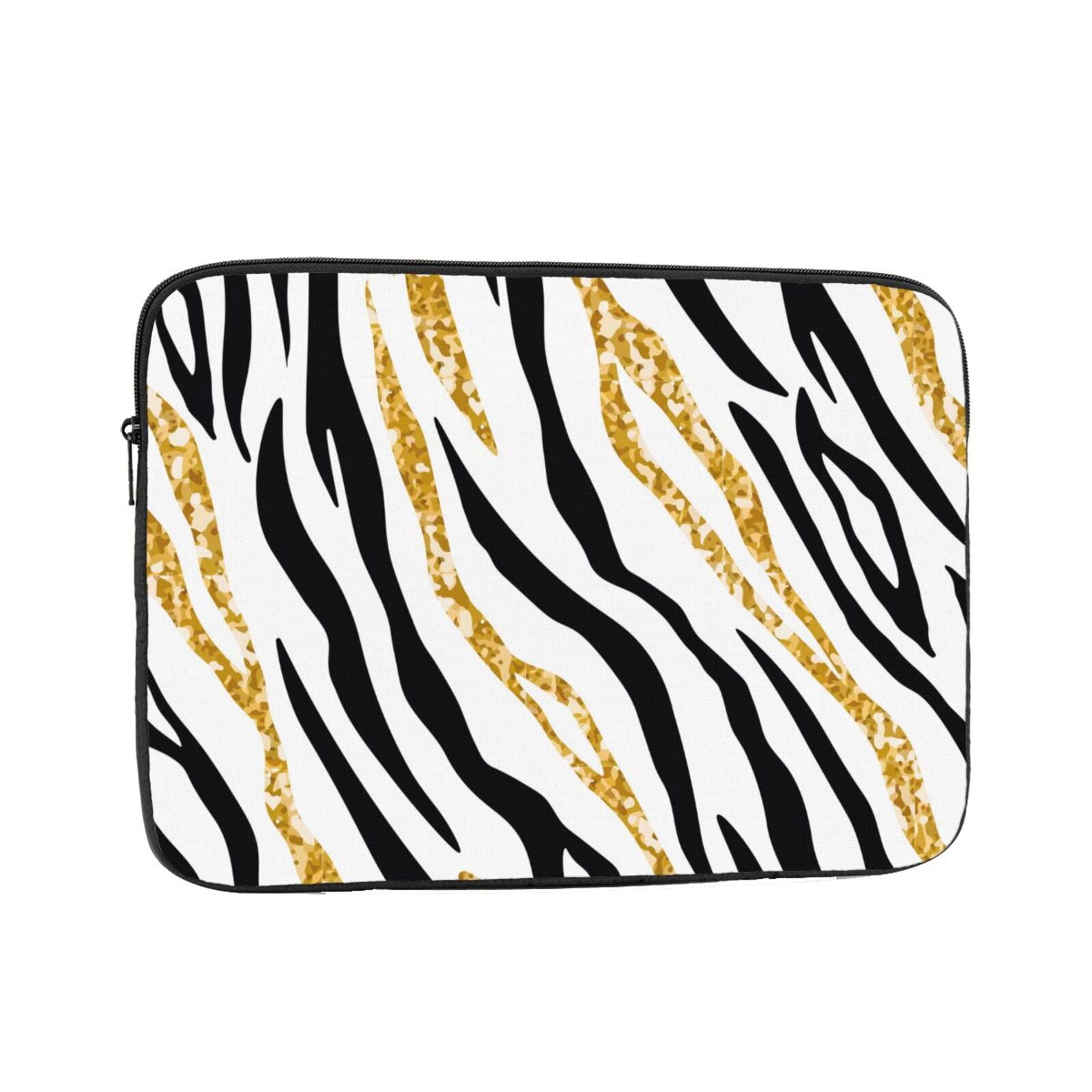 Zebra Print Gold Glitter 13 inch Portable Laptop Sleeve Compatible with ...