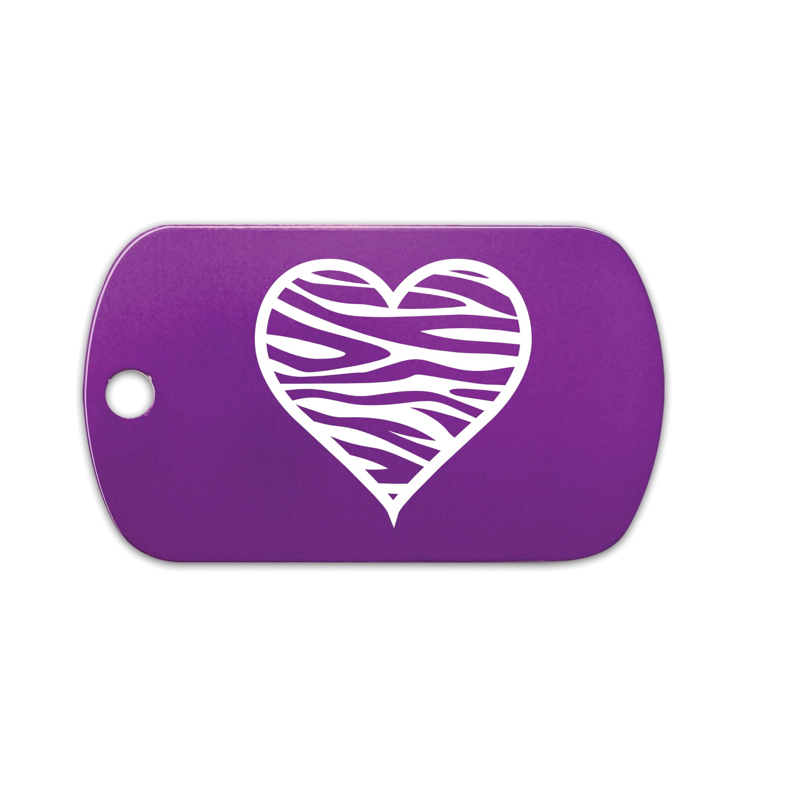 Zebra Print Heart GI Dog Tag Aluminum Keychain - Purple - Walmart.com