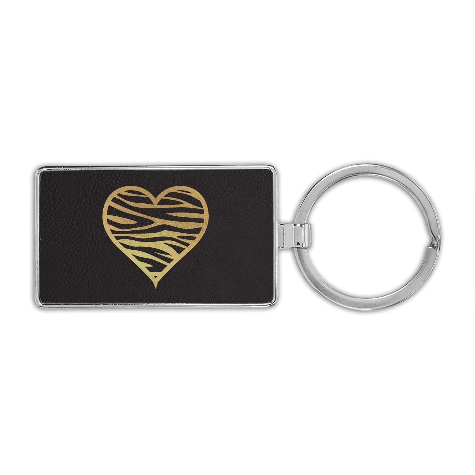 Zebra Print Heart Premium Leatherette Keychain - Black/Gold - Walmart.com