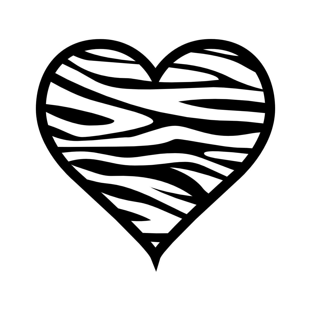 Zebra Print Heart Sticker Decal Die Cut - Self Adhesive Vinyl ...