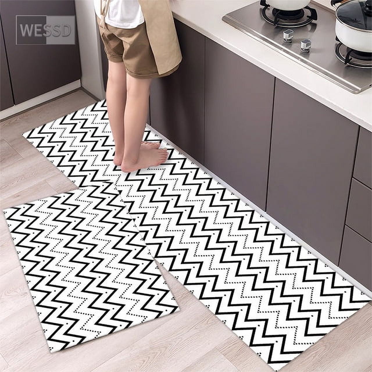 Zebra Print Kitchen Mat Black White Geometric Carpet for Living Room ...