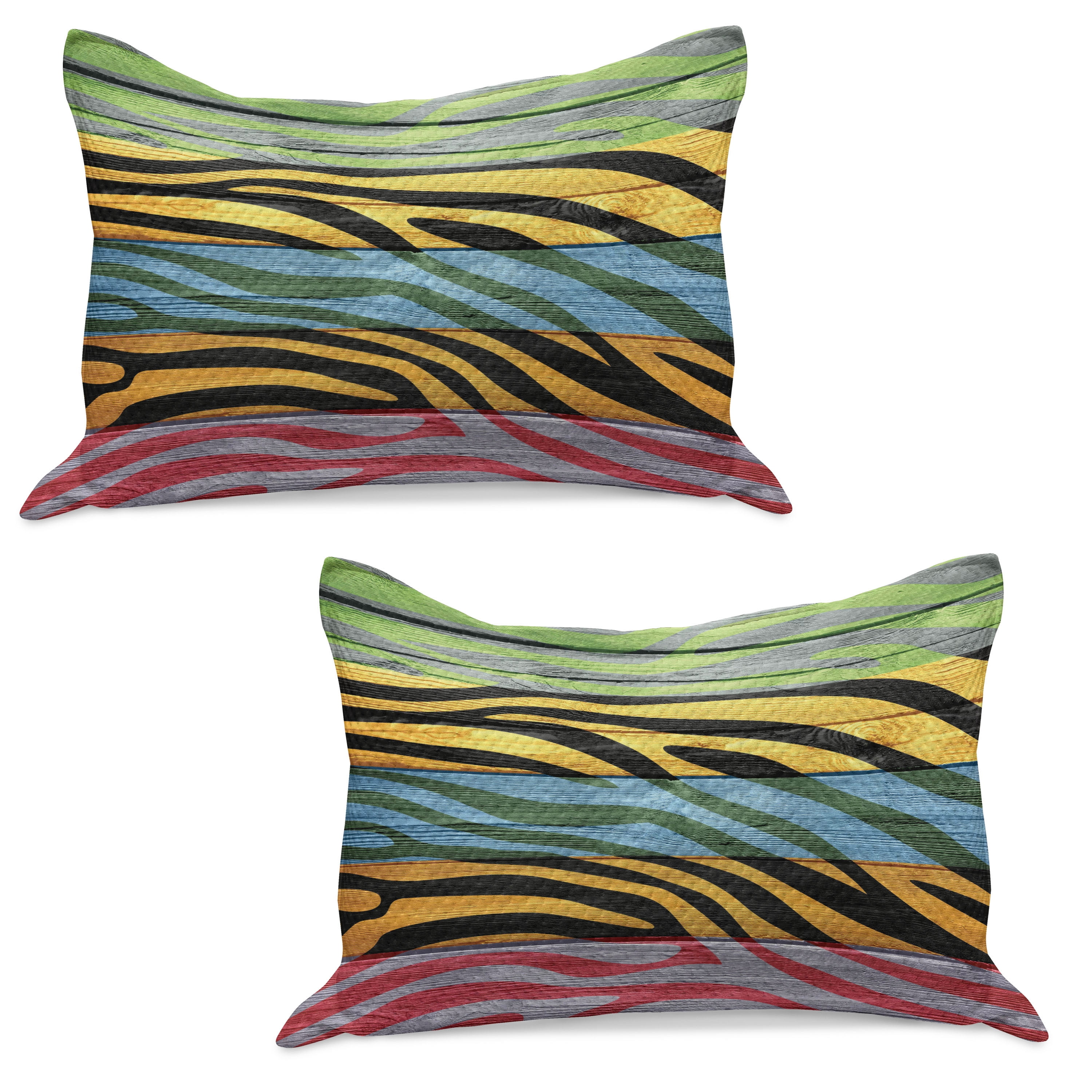 Zebra Print Knitted Quilt Pillowcover Set of 2, Colorful Zebra Print on ...