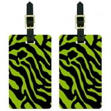 Zebra Print Lime Green Luggage Tags Suitcase Carry-On ID, Set of 2 ...