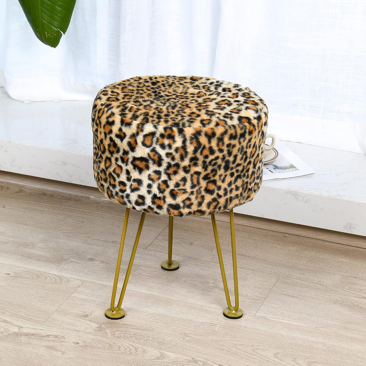 Zebra Print Long Rectangle Faux Fur Ottoman Entryway Bench Soft Furry ...