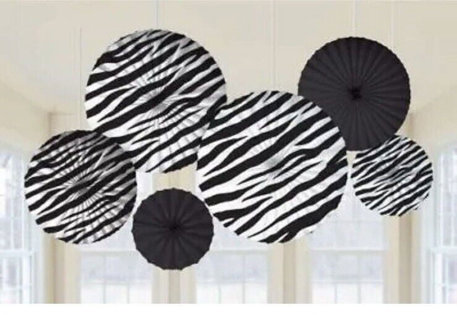 Zebra Print Party Supplies Paper Fan Decorations 6ct. - Walmart.com