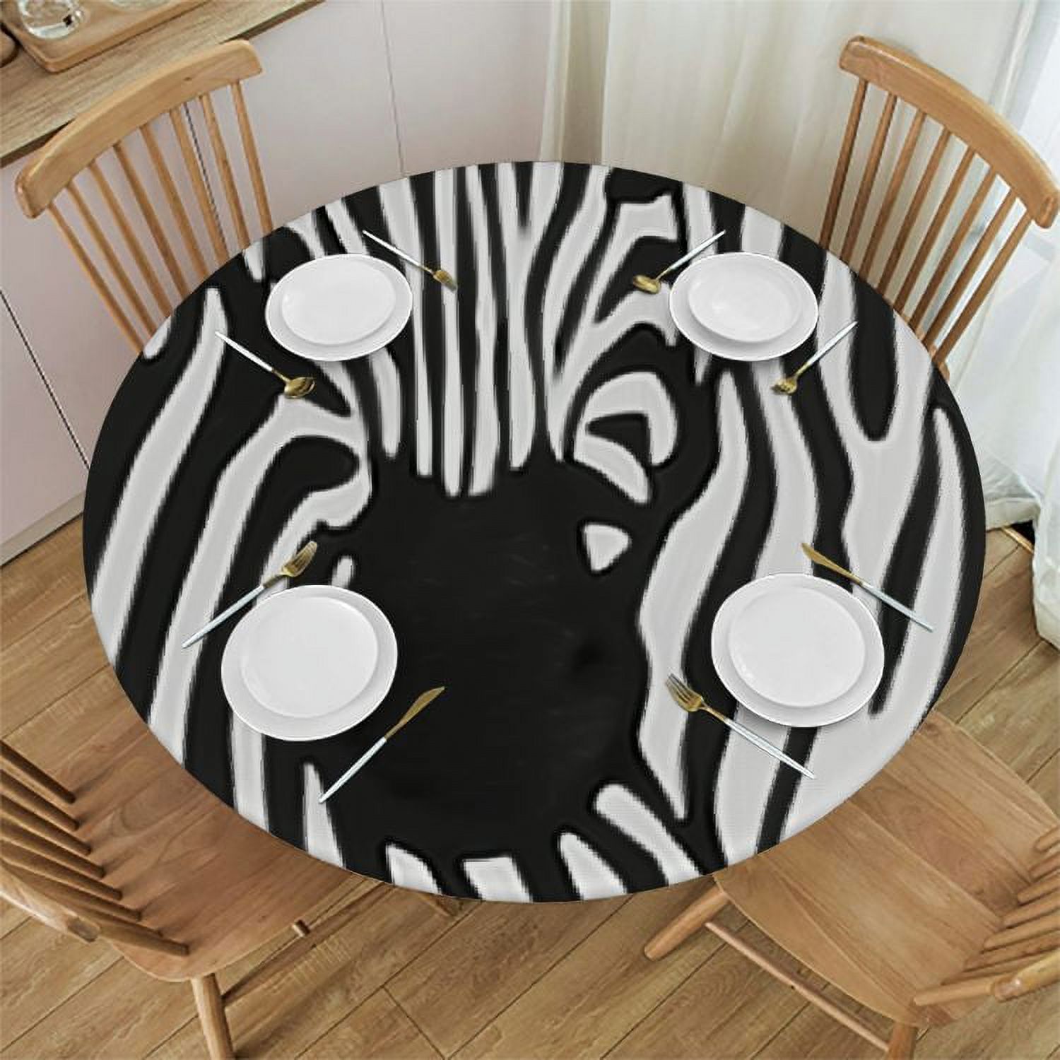 Zebra Print Pattern Round decorative tablecloth can be washed and ...