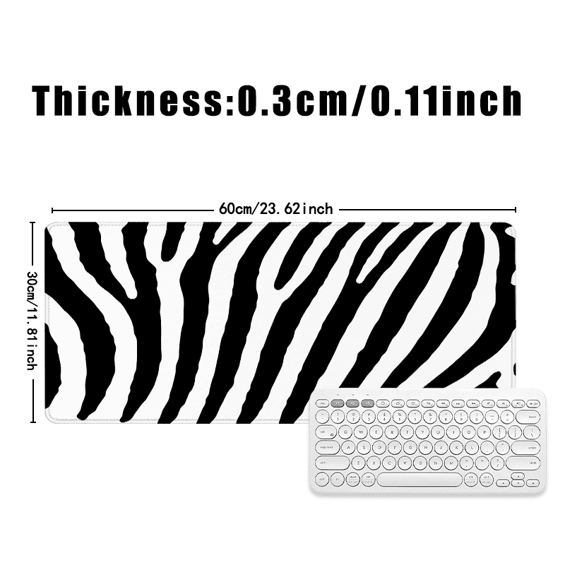 Zebra Print Rubber Mouse Pad 31.5 x 11.82 inches - Black and White ...