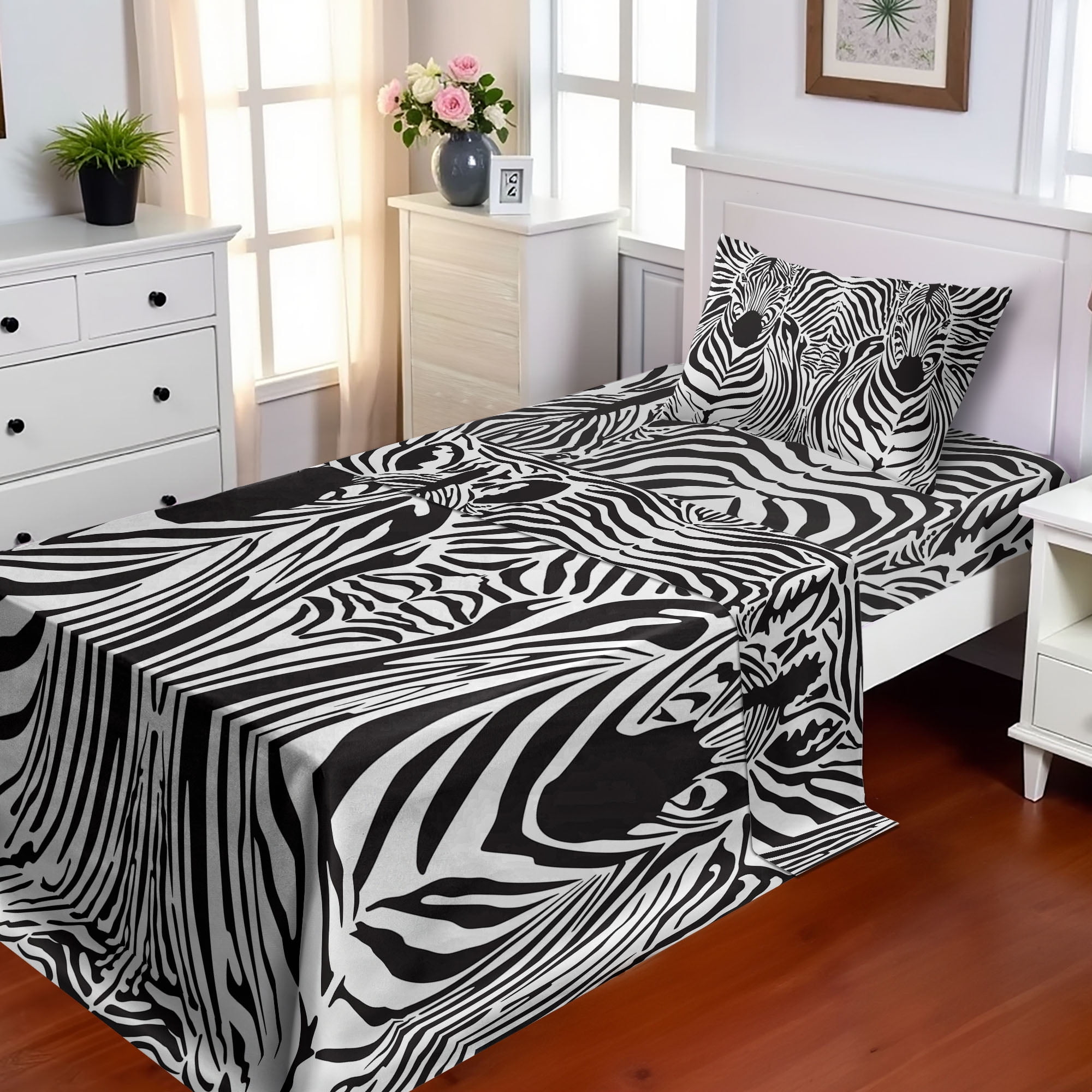 Zebra Print Sheet Set, Illustration Pattern Zebras Skins Background ...