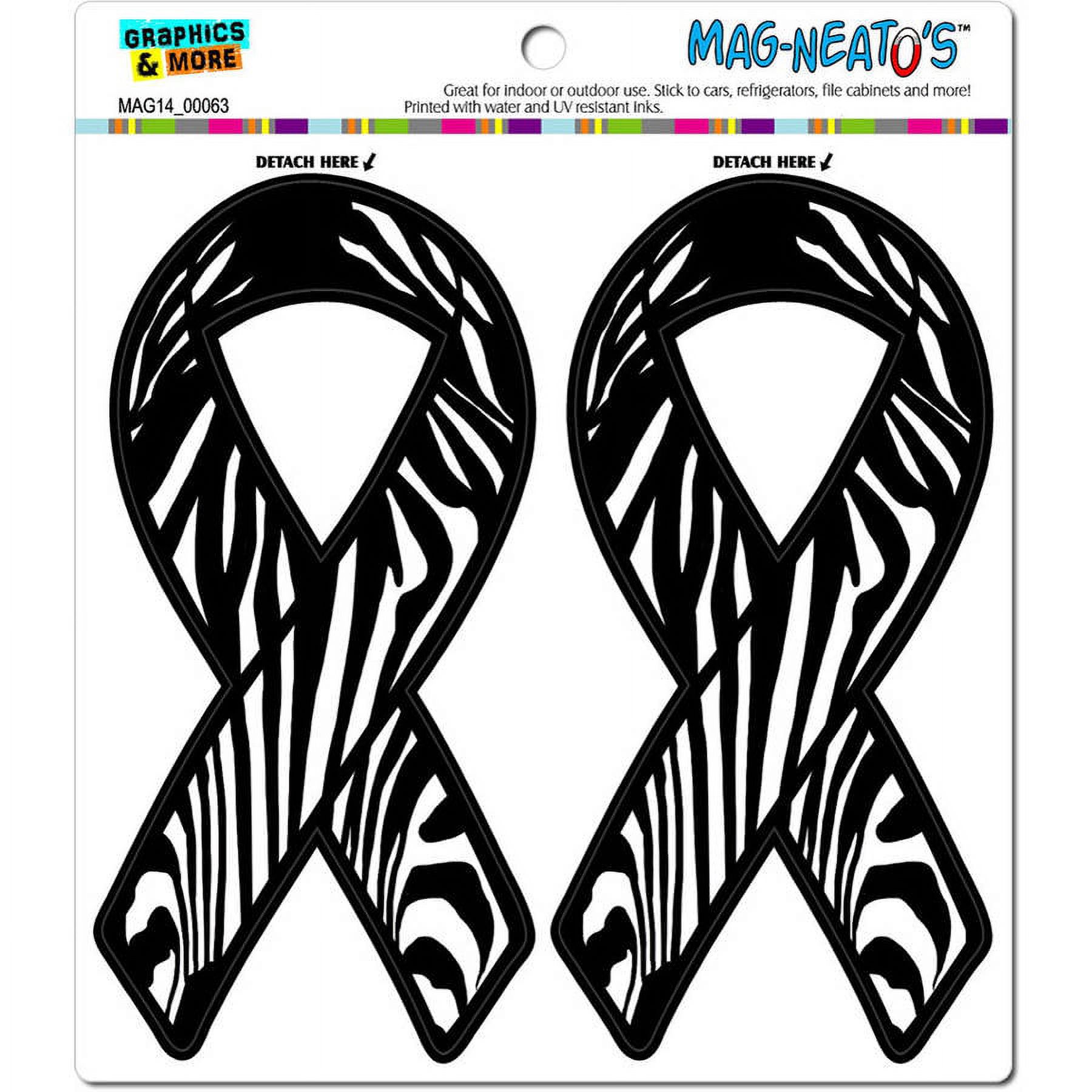 Zebra Print Support Awareness Ribbon Automotive Car Refrigerator Locker ...