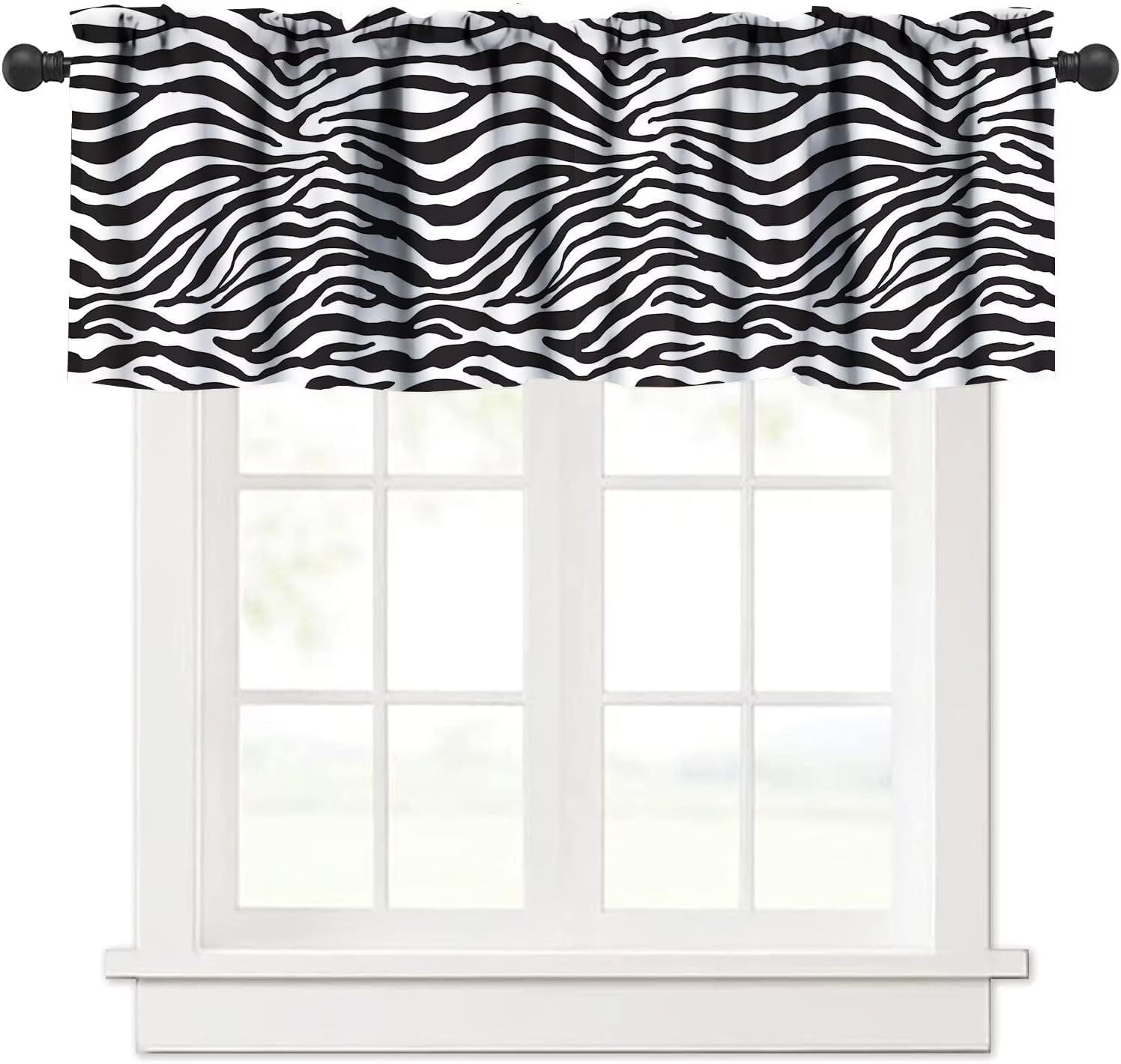 Zebra Print Valance Curtain Simplistic Exotic Savanna Animal Skin ...