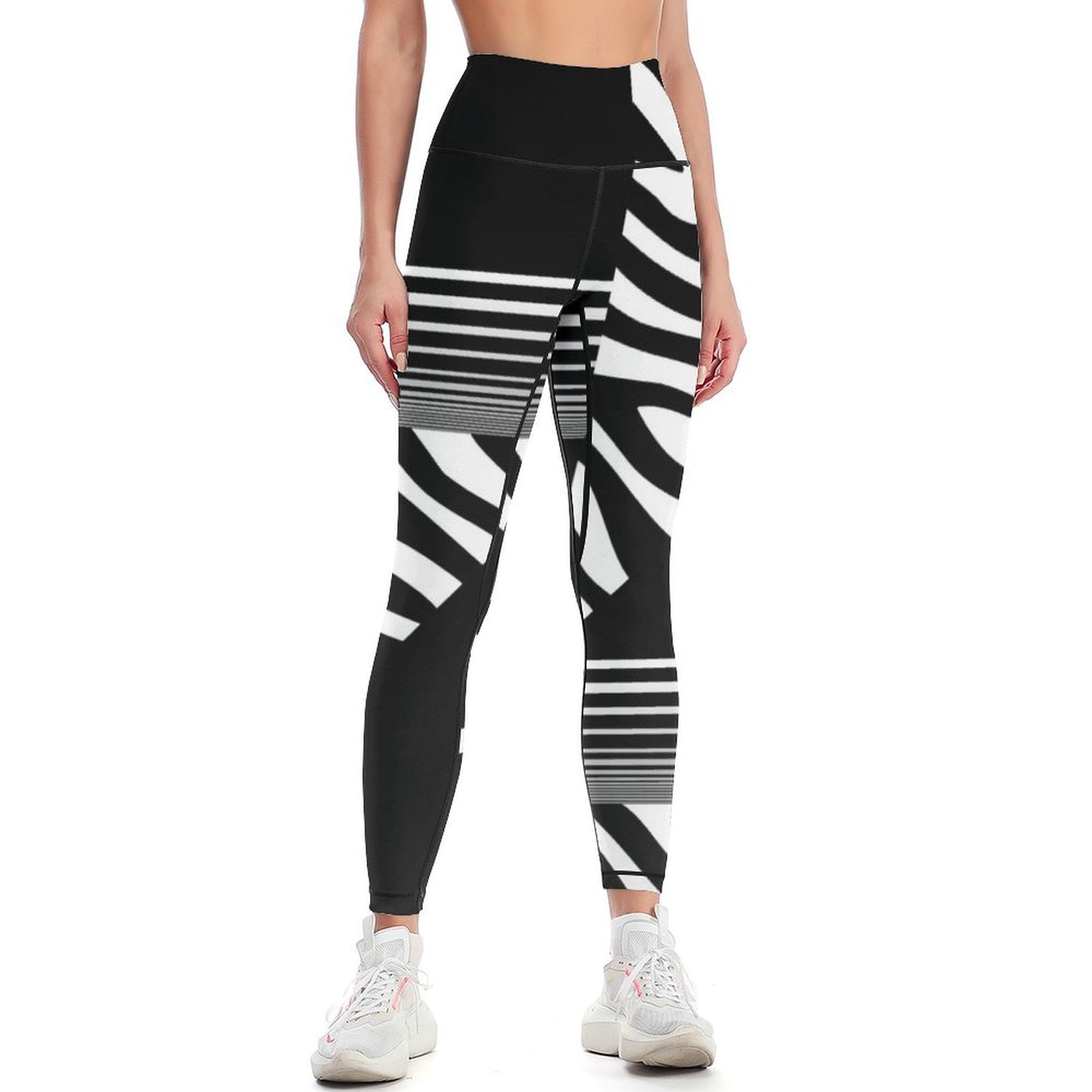 Zebra Print and Pin Stripes Animal Print Black and White Leggings ...