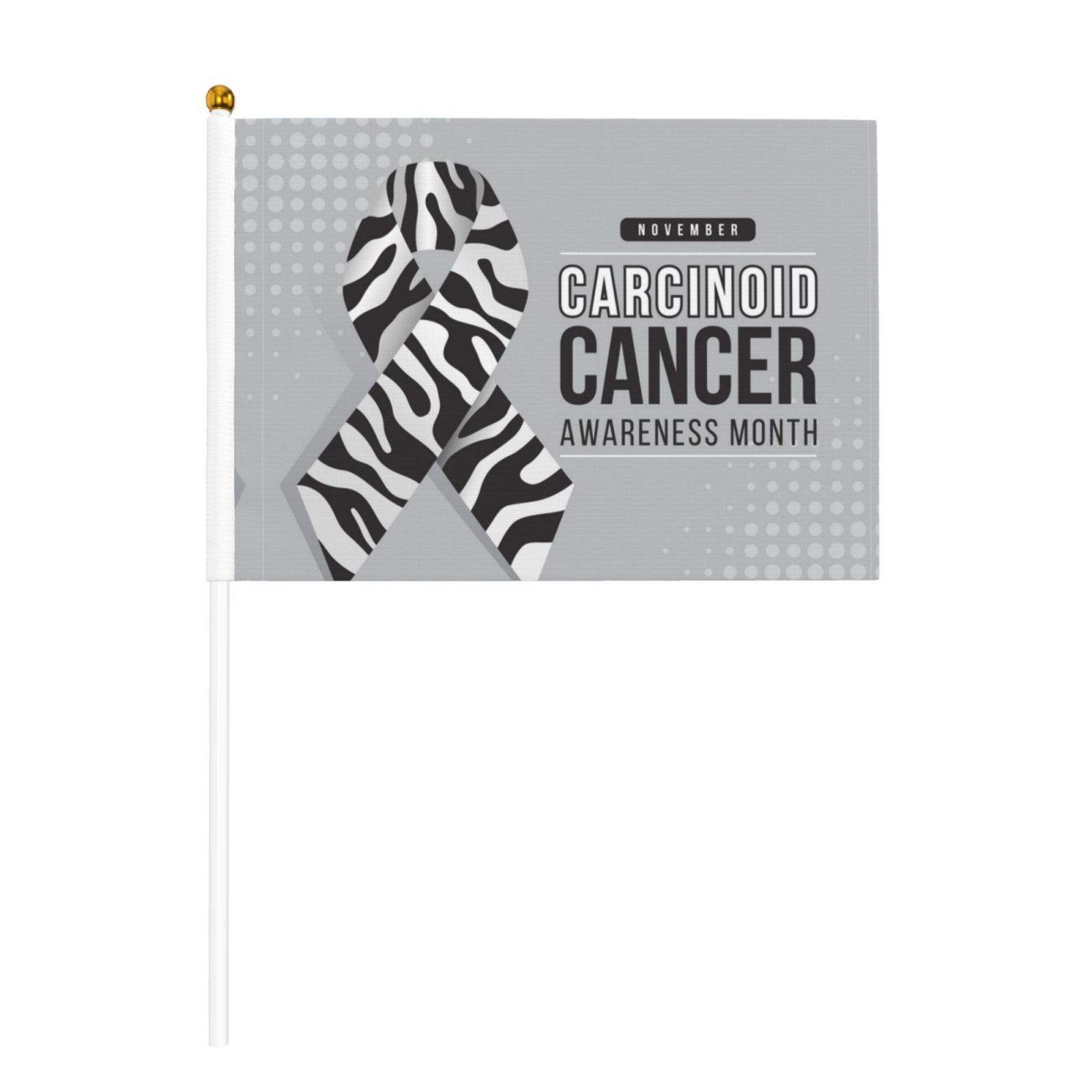 Zebra Ribbon Neuroendocrine Cancer Awareness Month Flag Small Mini Hand ...