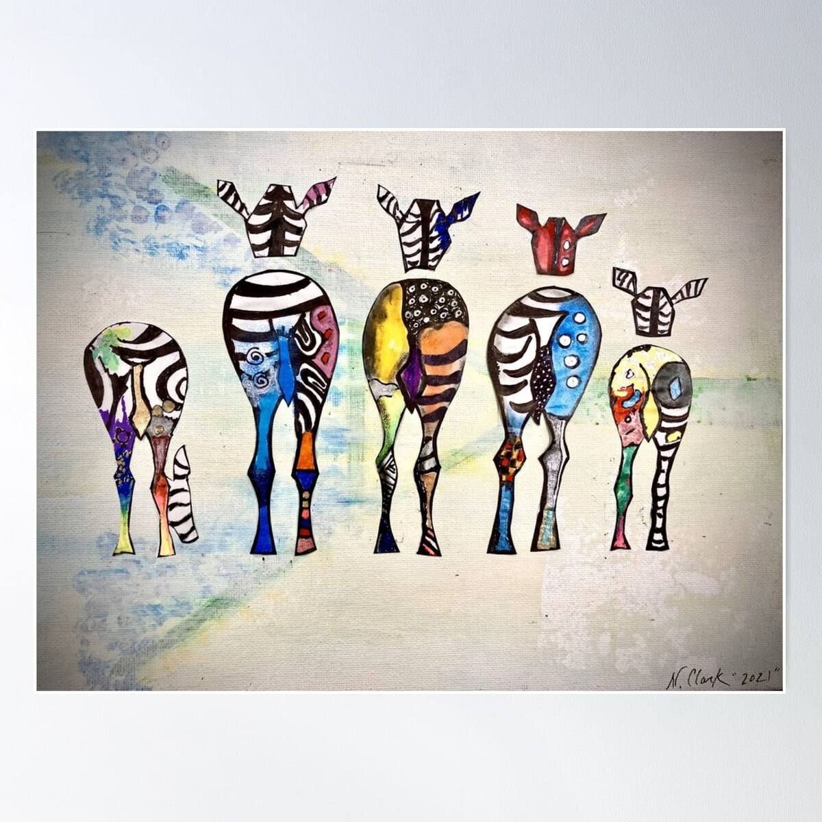 Zebra'S Back To Back Poster Wall Art, Modern Wall Decor For Living Room ...