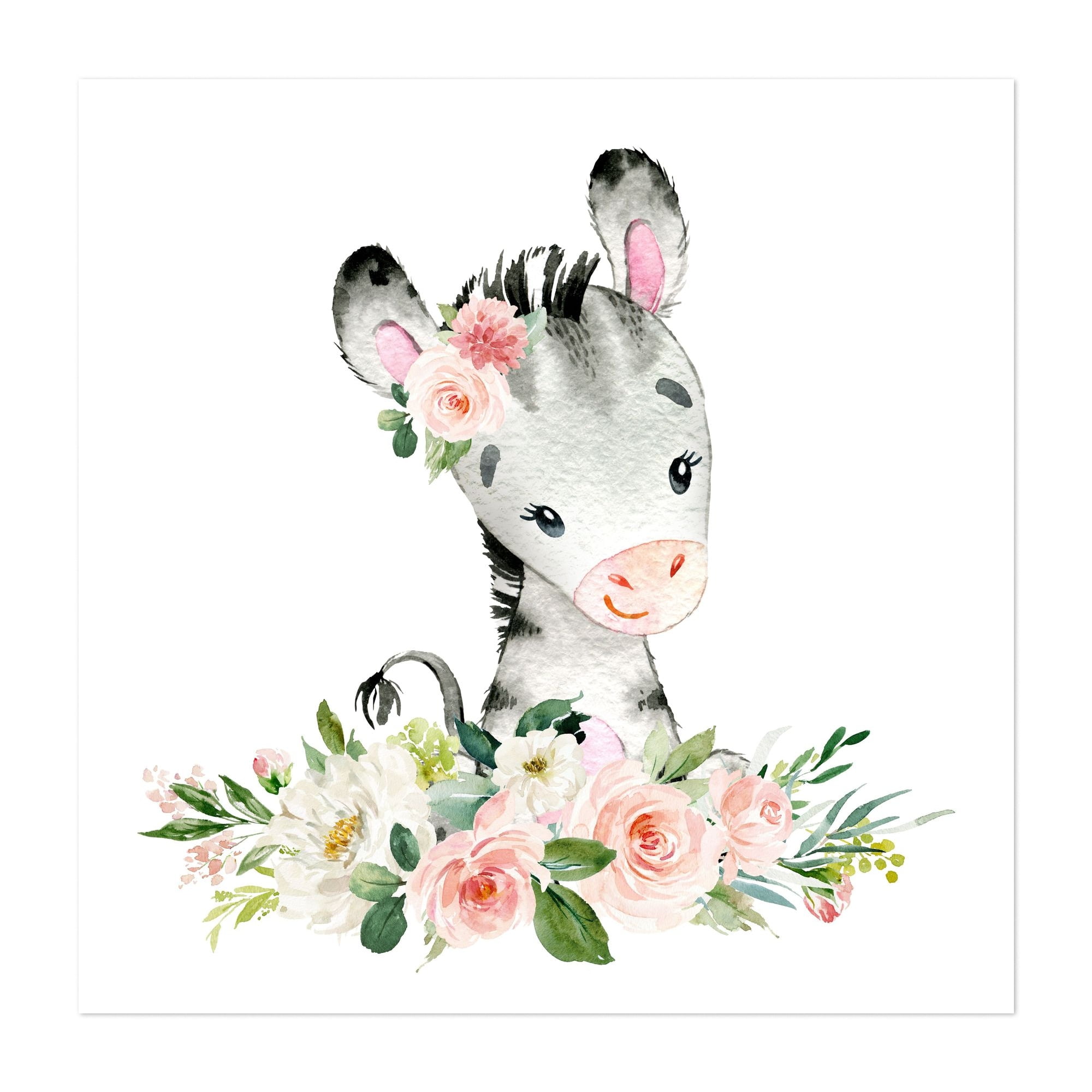 Zebra, Safari Animals, Jungle Animals, Pink Flowers, Girl Nursery ...