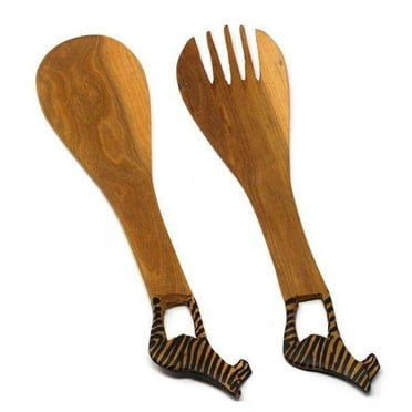 Yo Treasure Tiramisu Yellow & Ivory Meena Wooden Salad Server Set, Pack ...