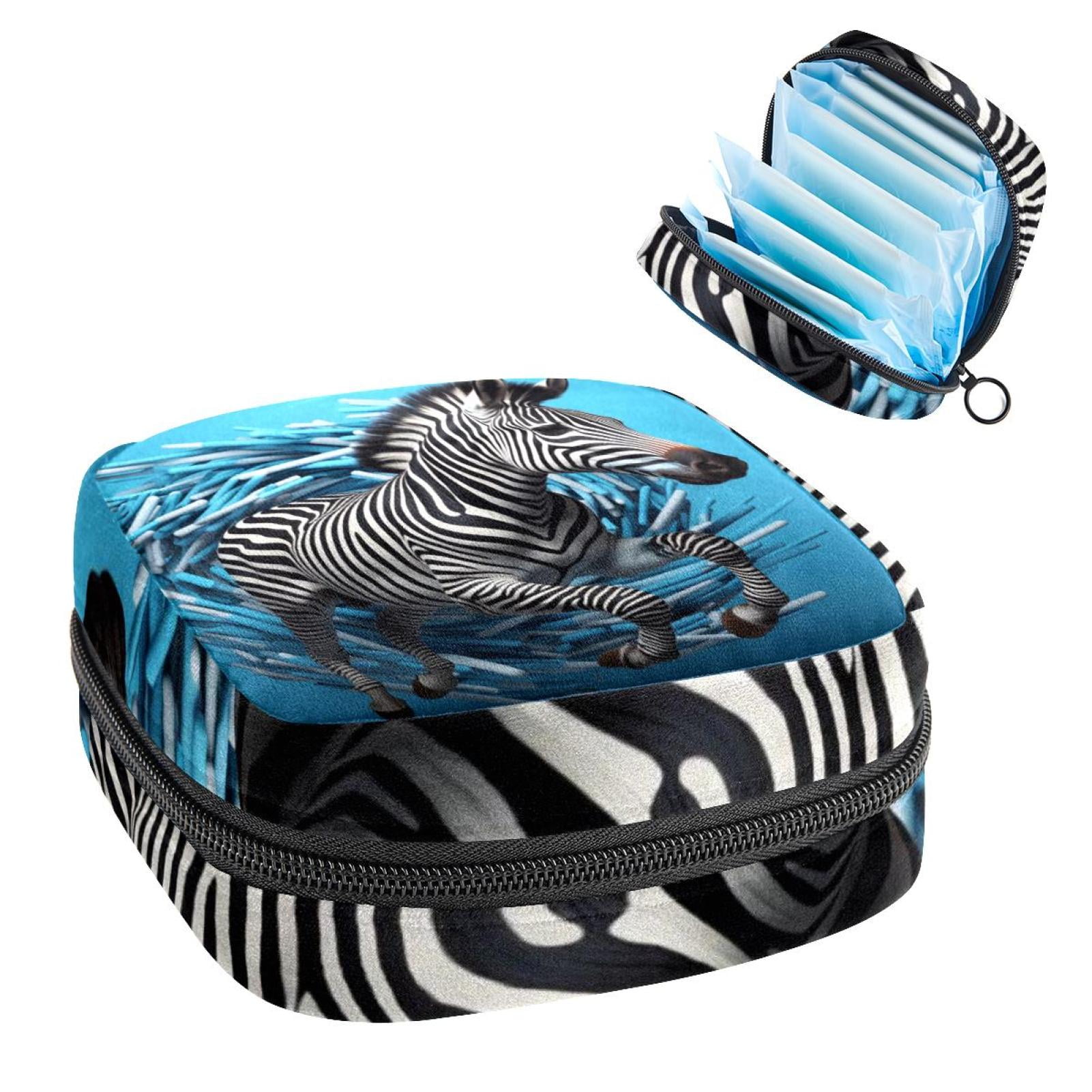 Zebra Sanitary Napkin Bags Storage Bag Hiking Pouch Small Canvas Zipper ...