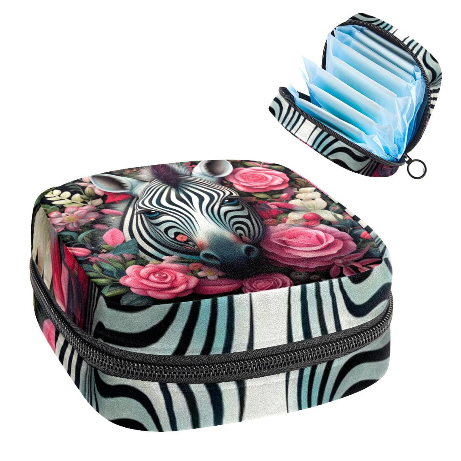 Zebra Sanitary Napkin Pouch Bag with Plush Fabric, Sponge, and Oxford ...