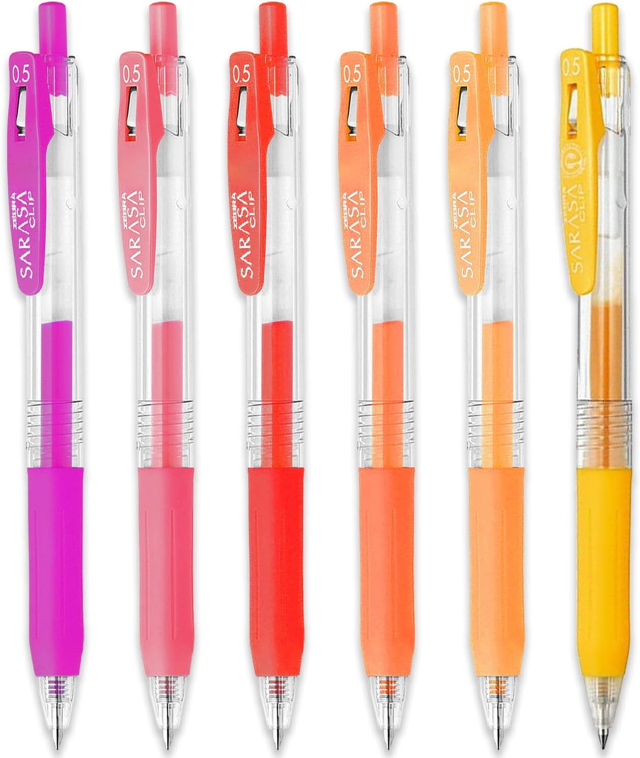 Zebra Sarasa Clip Gel Ink Rollerball Pens - 0.5mm Nib - Warm Tones ...