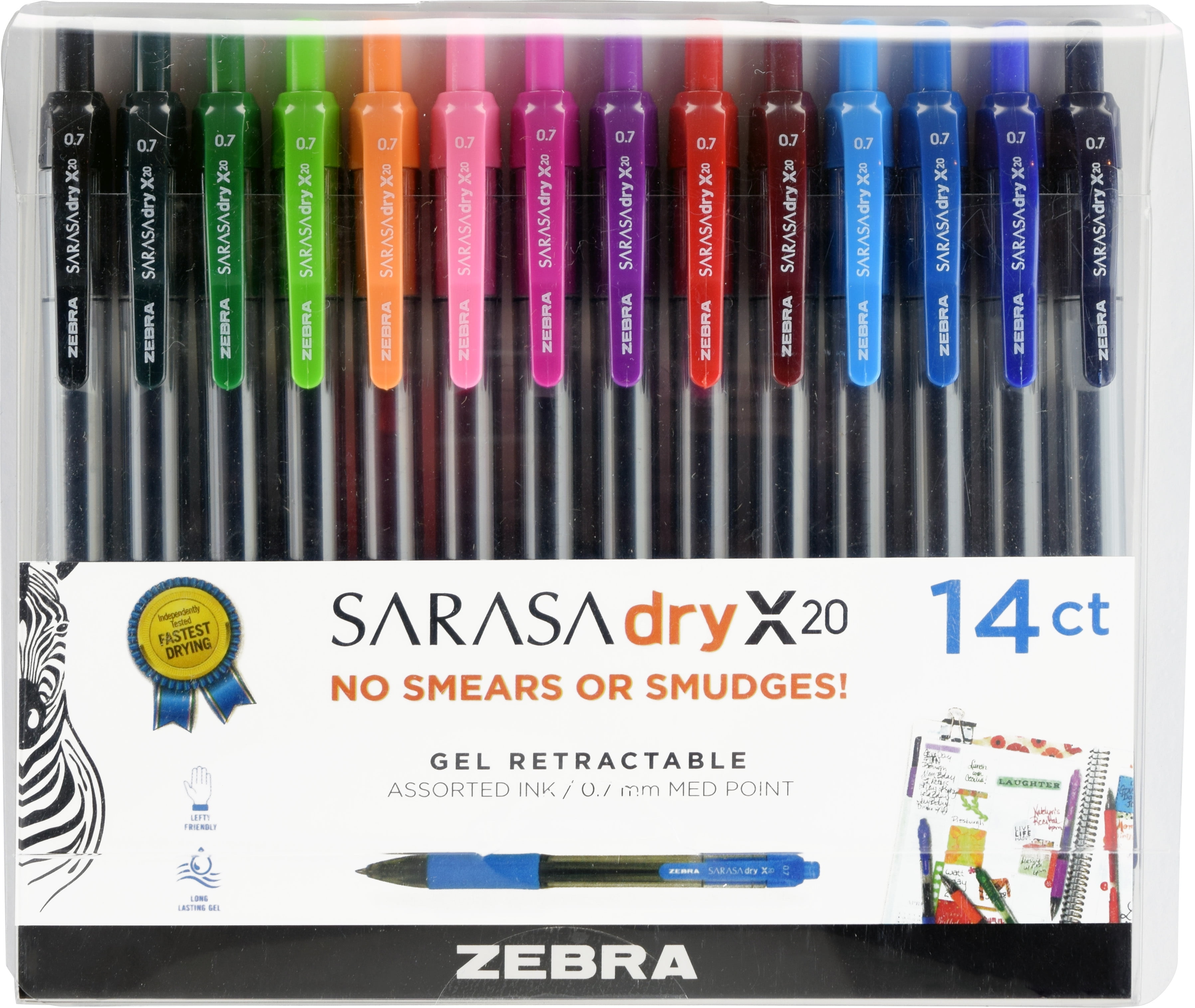 Zebra Sarasa Retractable Gel Ink Pens, Medium Point 0.7 mm, Assorted ...