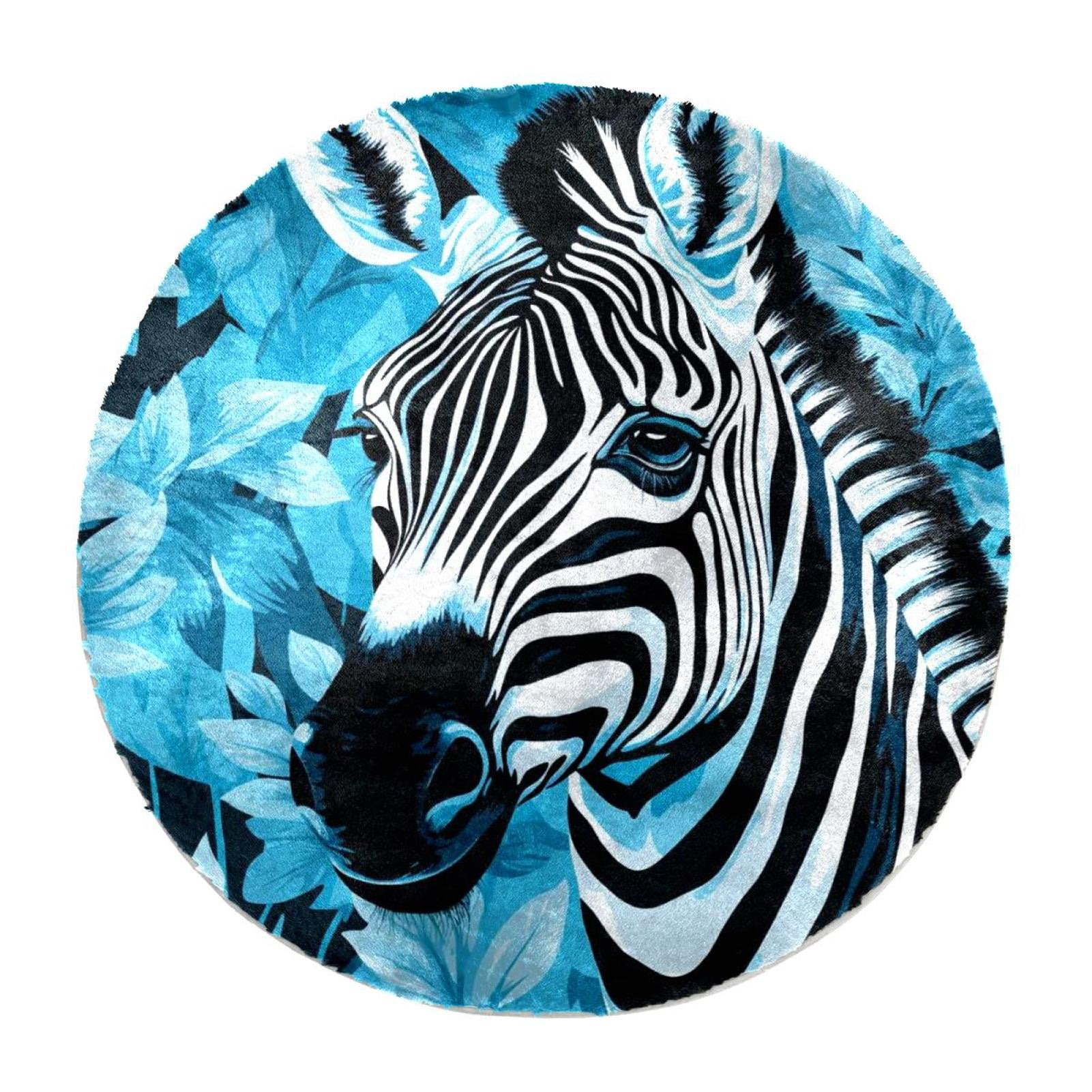 Zebra Soft Round Rug, Fluffy Furry Circle Rug for Teens Kids Baby Girls ...