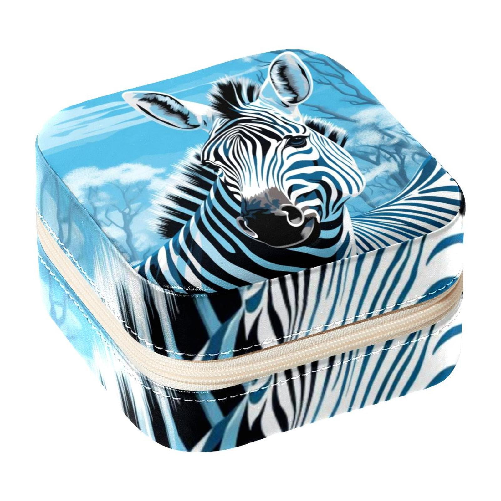 Zebra Square Travel Jewelry Box Earring Necklace Bracelet Holder ...