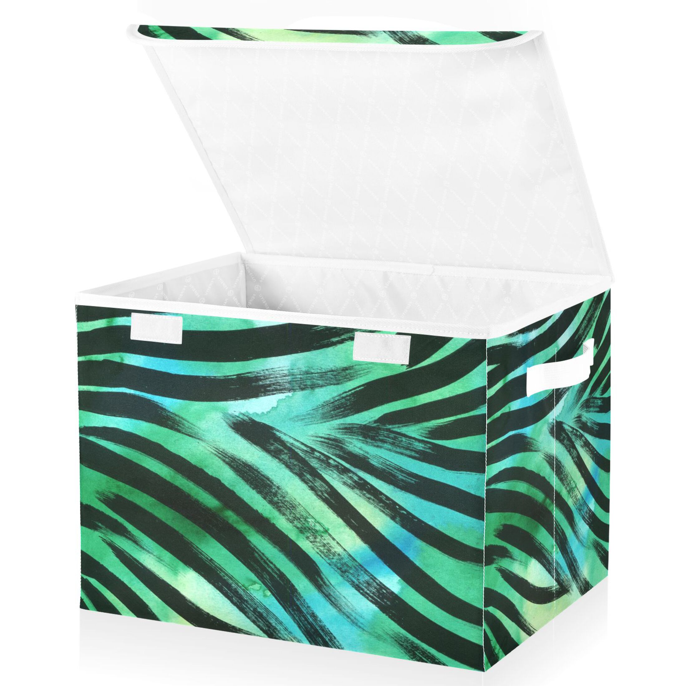 Zebra Stripe Animal Large Lidded Storage Bin Foldable Storage Boxes ...
