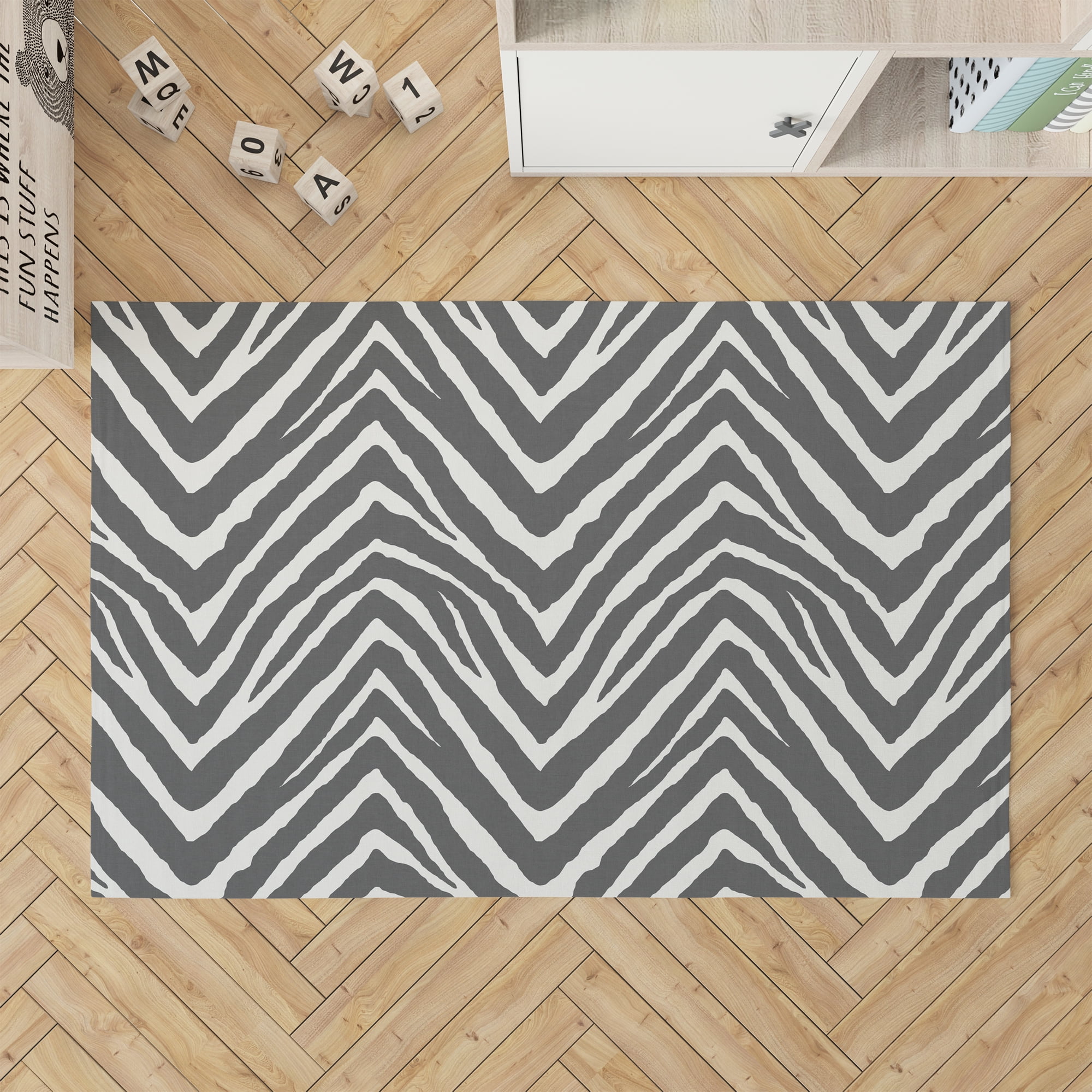 Zebra Stripe Ivory Charcoal Kids Play Mat - Walmart.com