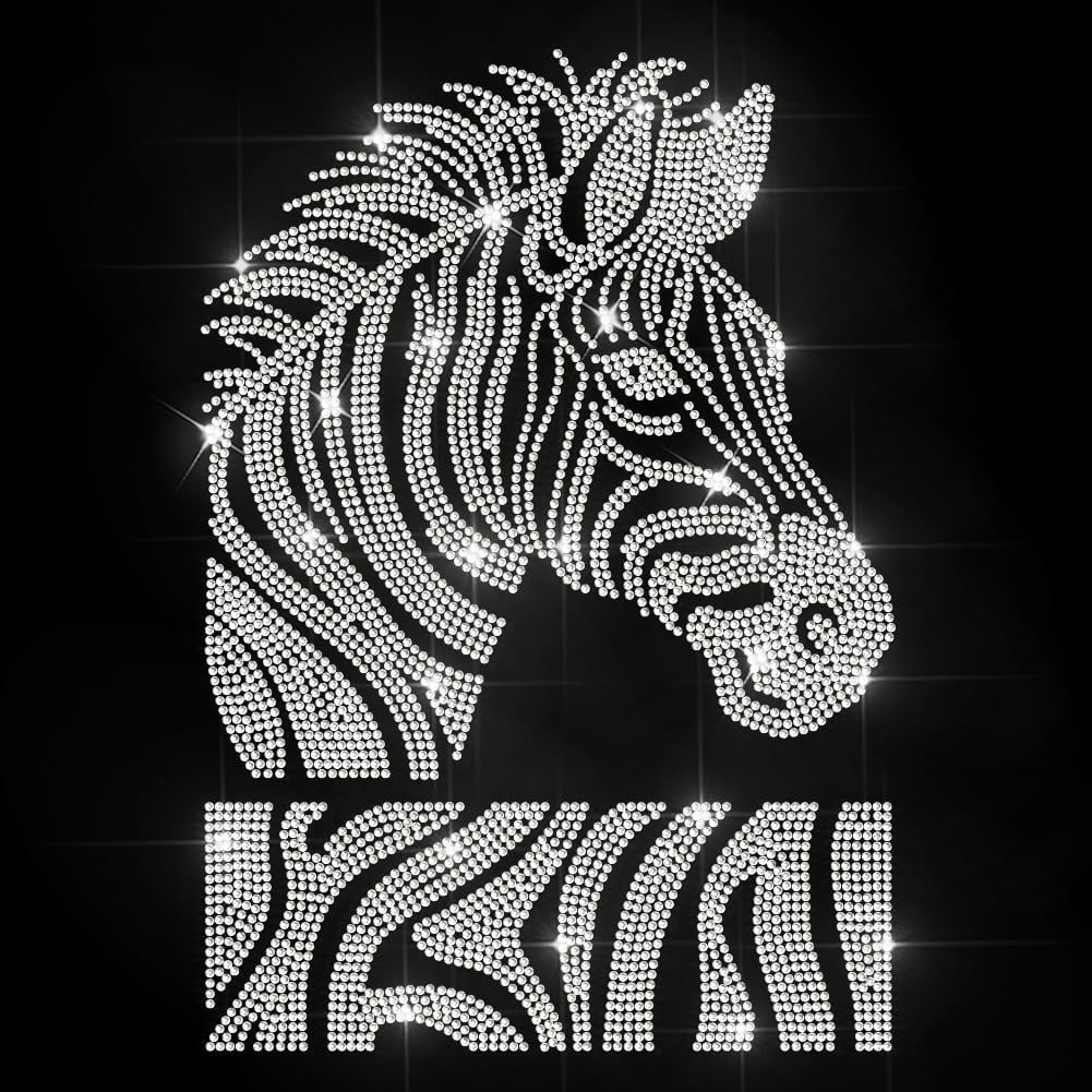 Zebra Stripe Rhinestone Iron on Decal Wild Zebra Hotfix Transfer ...