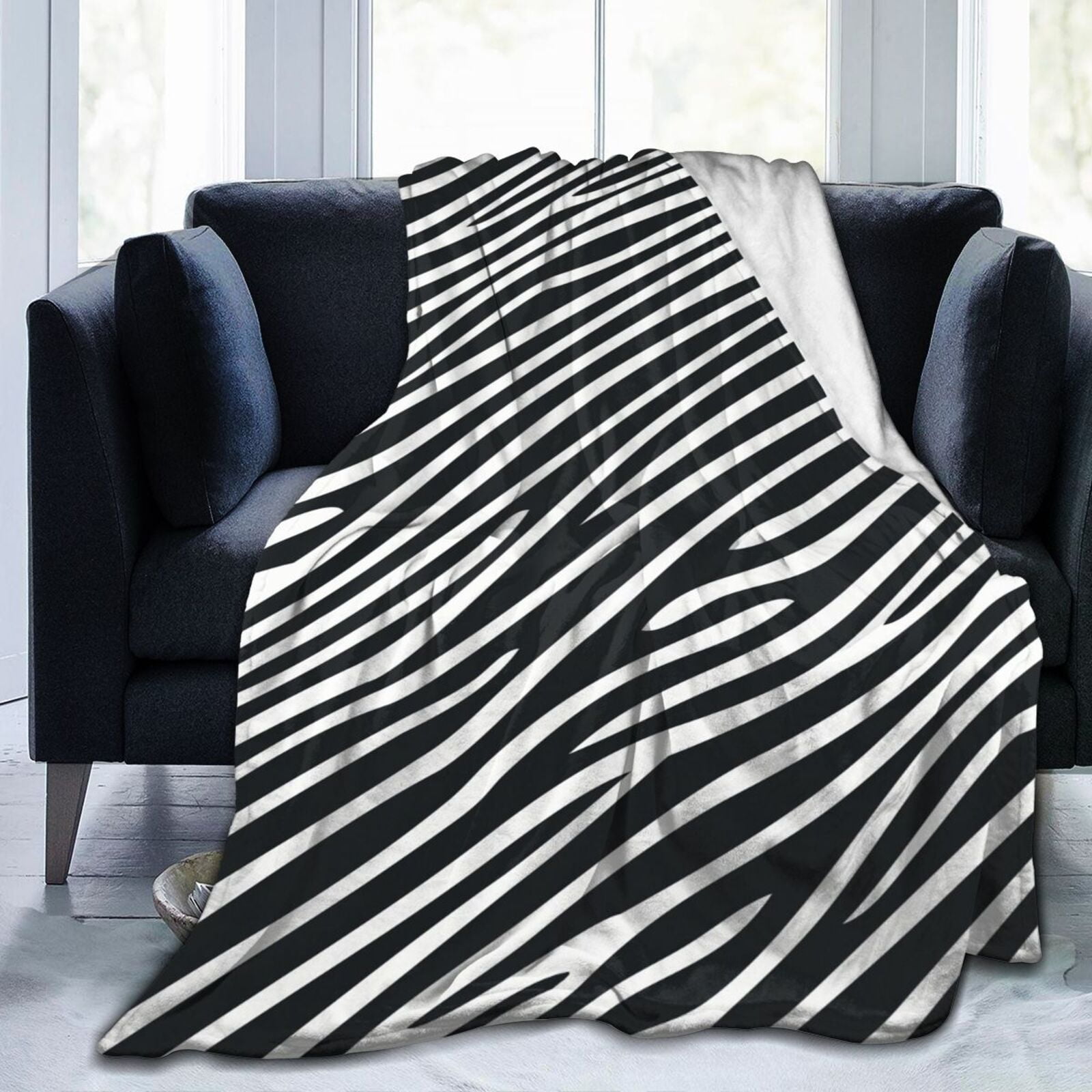 Zebra Striped Throw Blanket Soft Cozy Warm Durable Fuzzy Flannel Blankets 60 x 50 Inches for ...