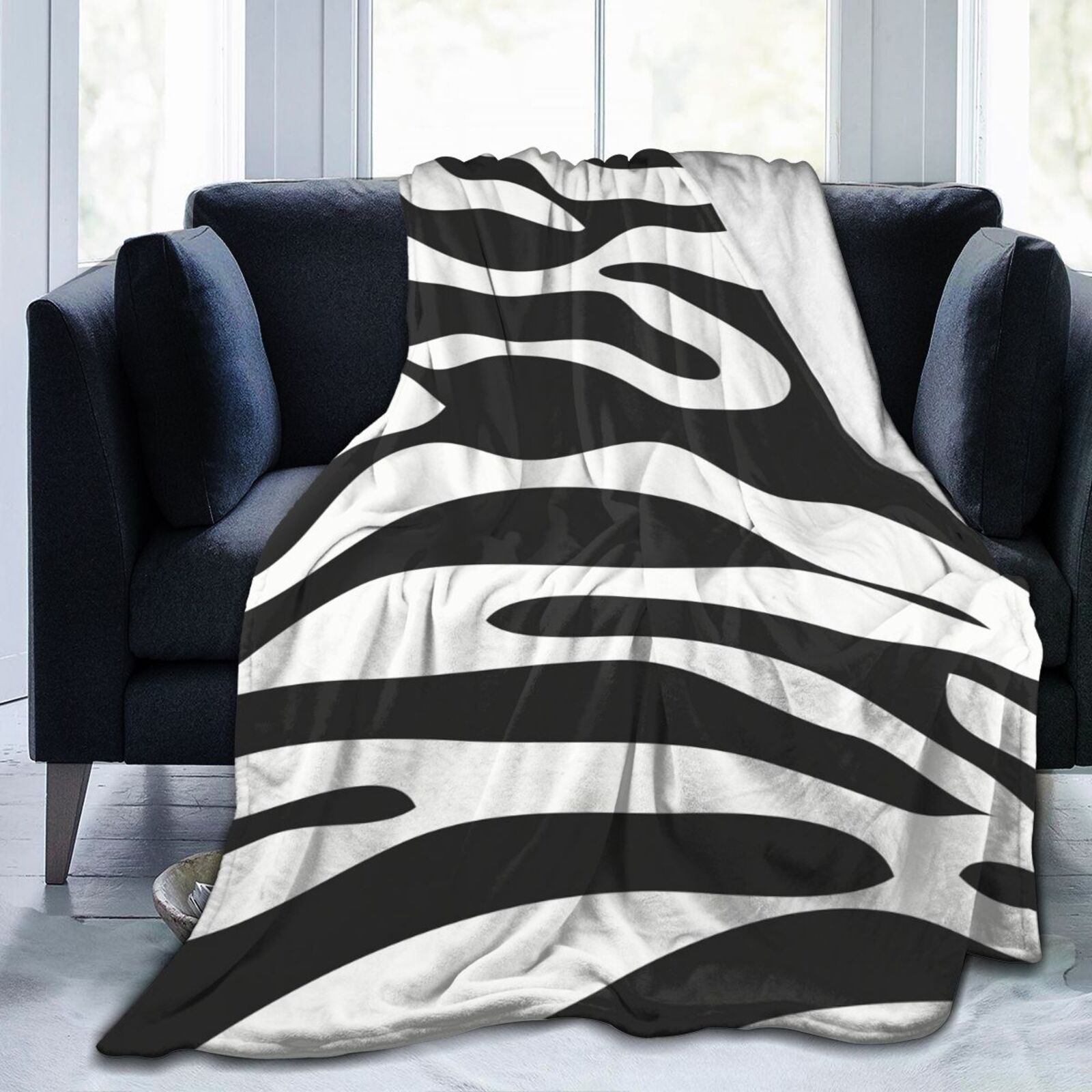 Zebra Striped Throw Blanket Soft Cozy Warm Durable Fuzzy Flannel ...