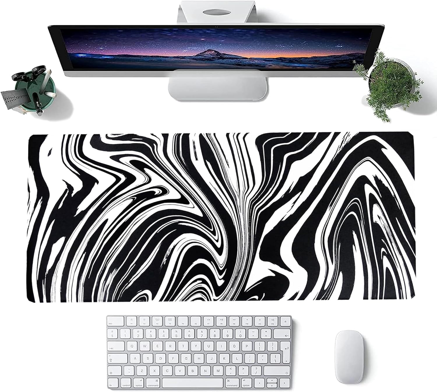 Zebra Stripes Mouse Pad XXL Extended Stitched Edges Mousepad Large ...
