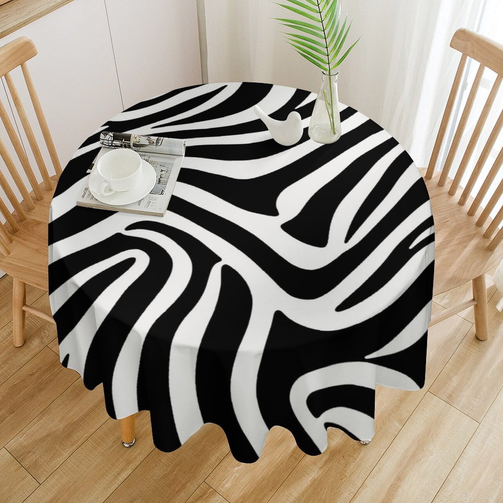 Zebra Stripes Pattern Design Round Polyester Tablelcoth Circular Table ...
