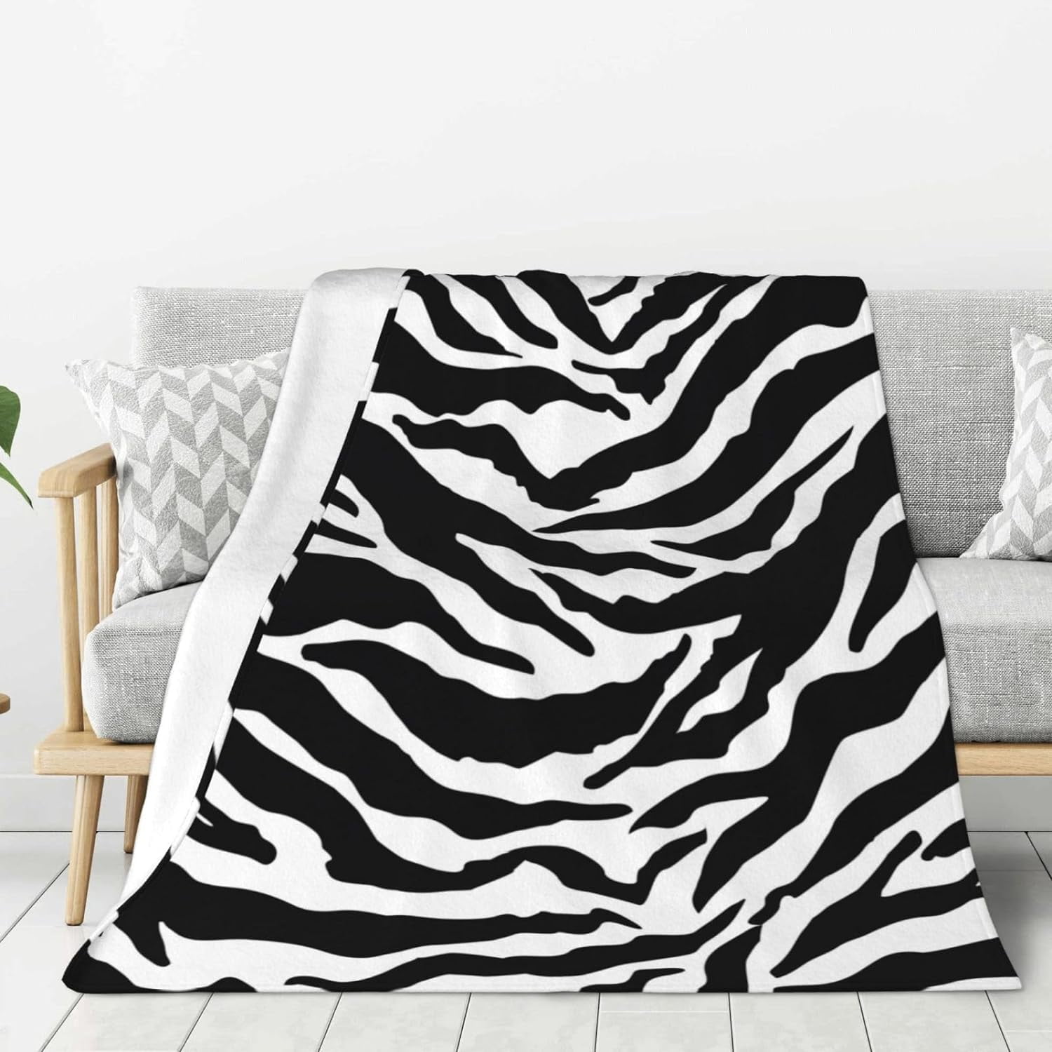 Zebra Stripes Sherpa Blanket Throw Safari Animals Blankets for Couch & Bed, Fuzzy Wild Animal ...