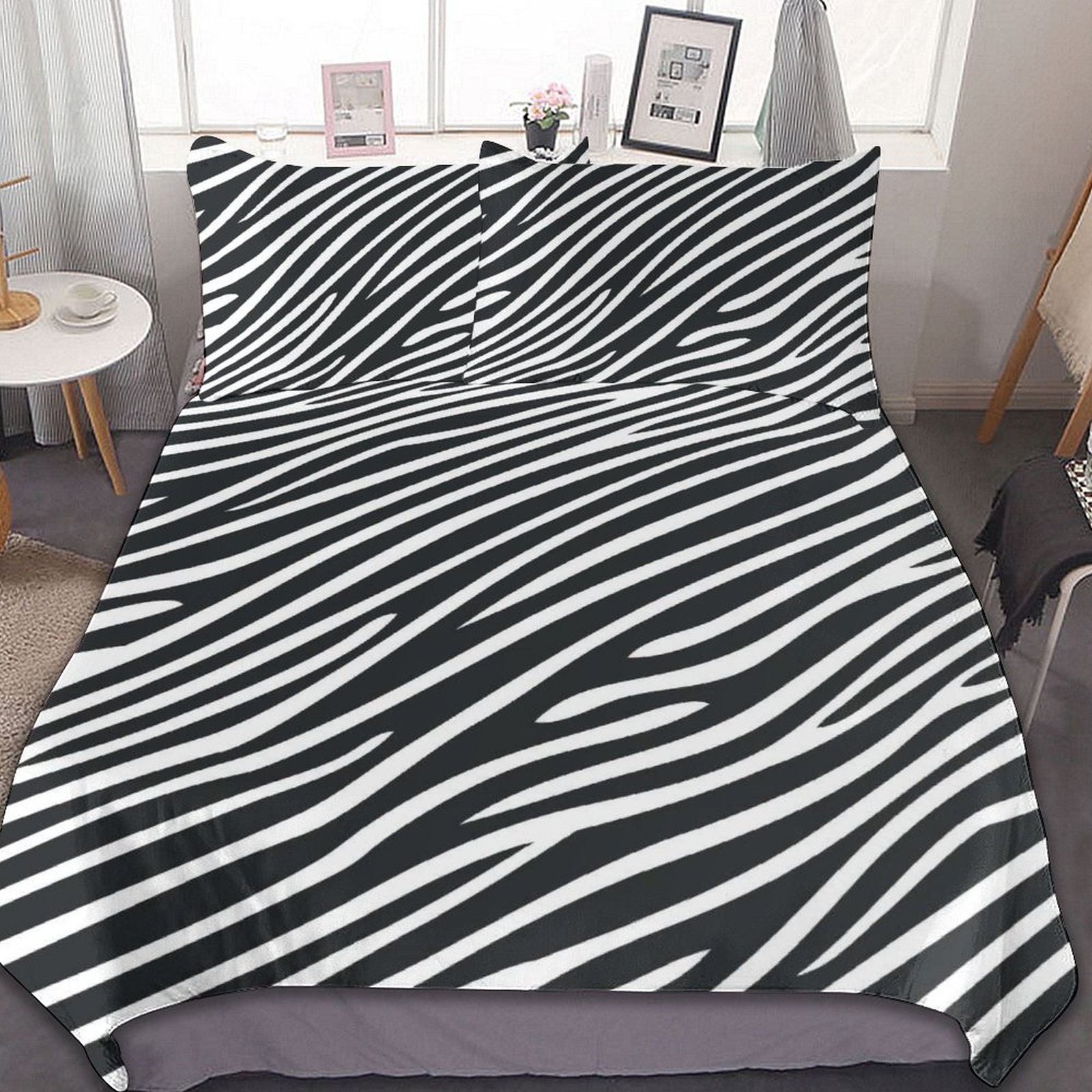 Zebra Stripes Twin Bedding Sets 3 Piece (1 Quilt Cover, 2 Pillow Covers ...