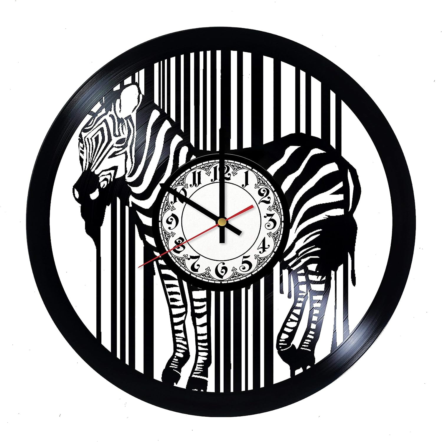 Zebra Style Vinyl Wall Clock,Vinyl Record Clock Wall Art Unique Bedroom ...