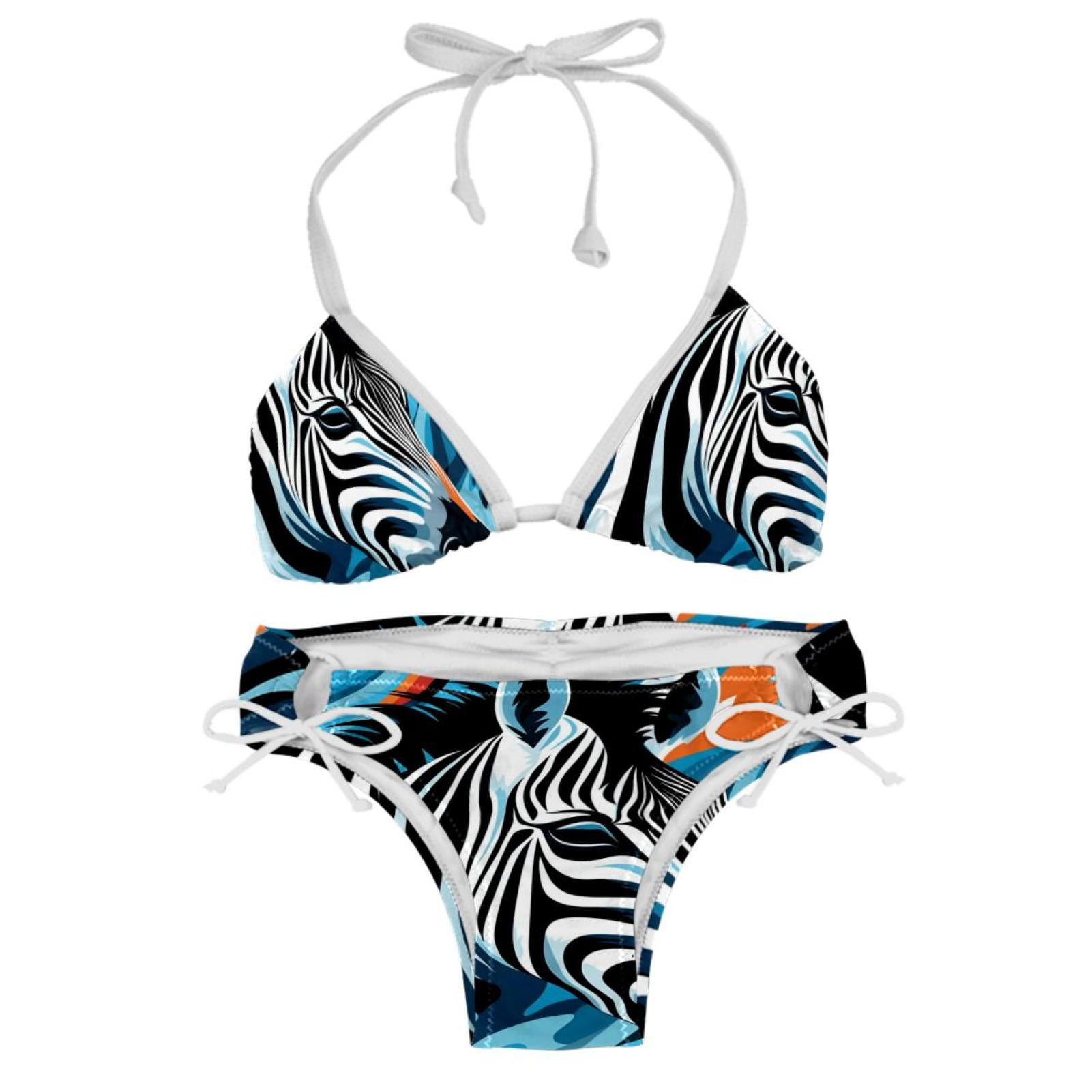 Zebra Stylish Bikini Set with Detachable Sponge and Adjustable Strap ...
