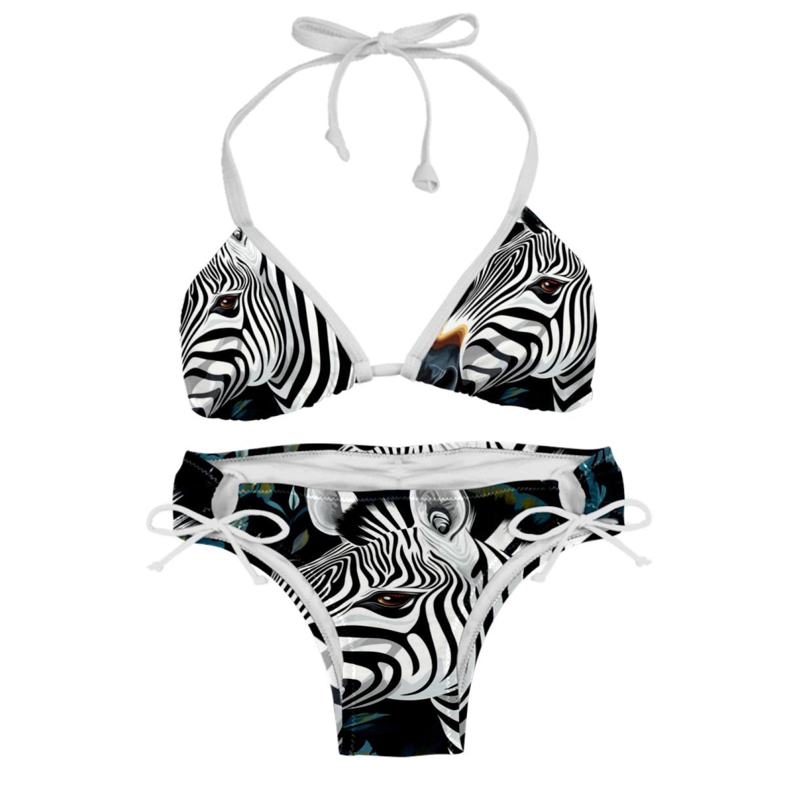 Zebra Swim Suit Women Bikini Set Detachable Sponge Adjustable Strap Two ...