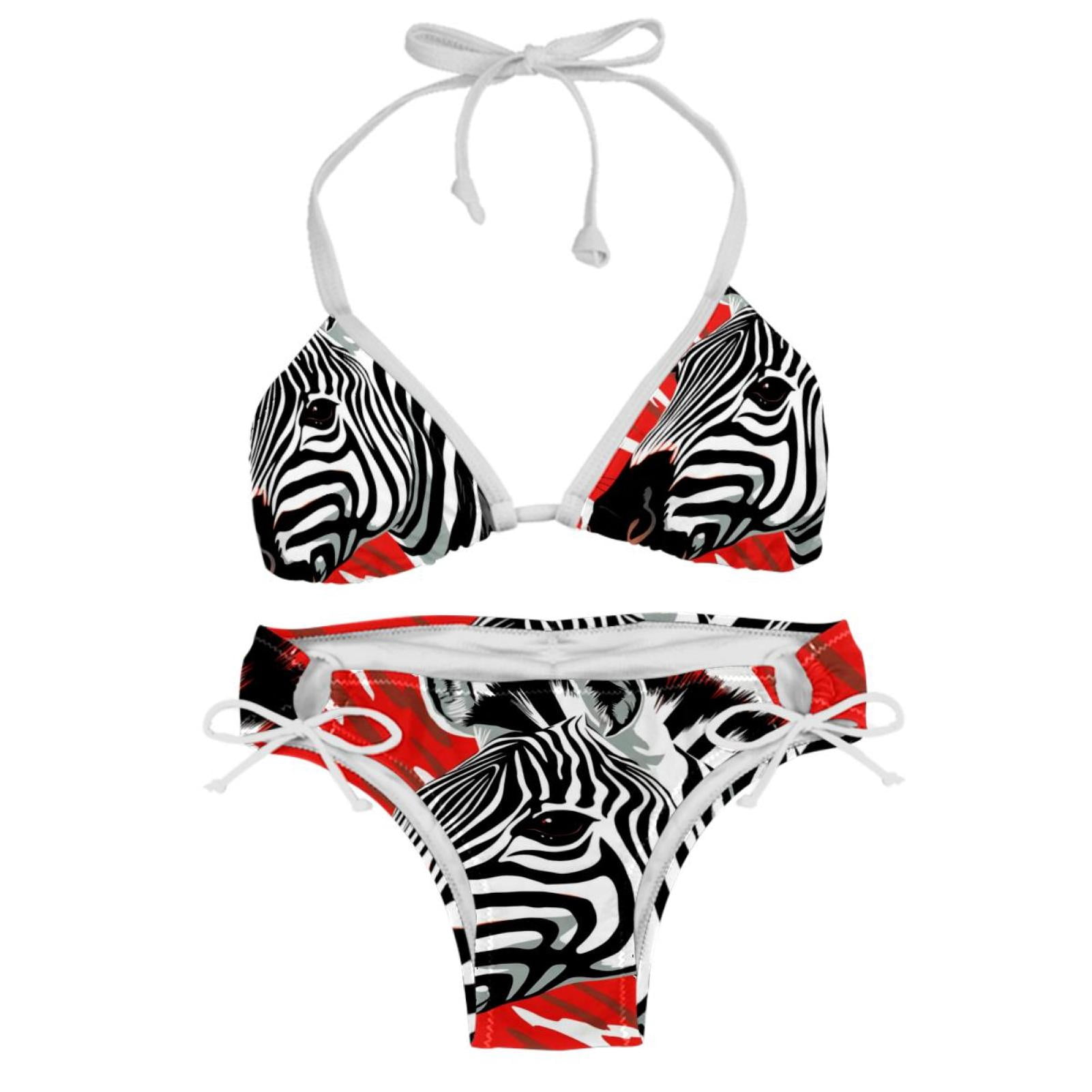 Zebra Swim Wear Bikini Set with Detachable Sponge & Adjustable Strap ...