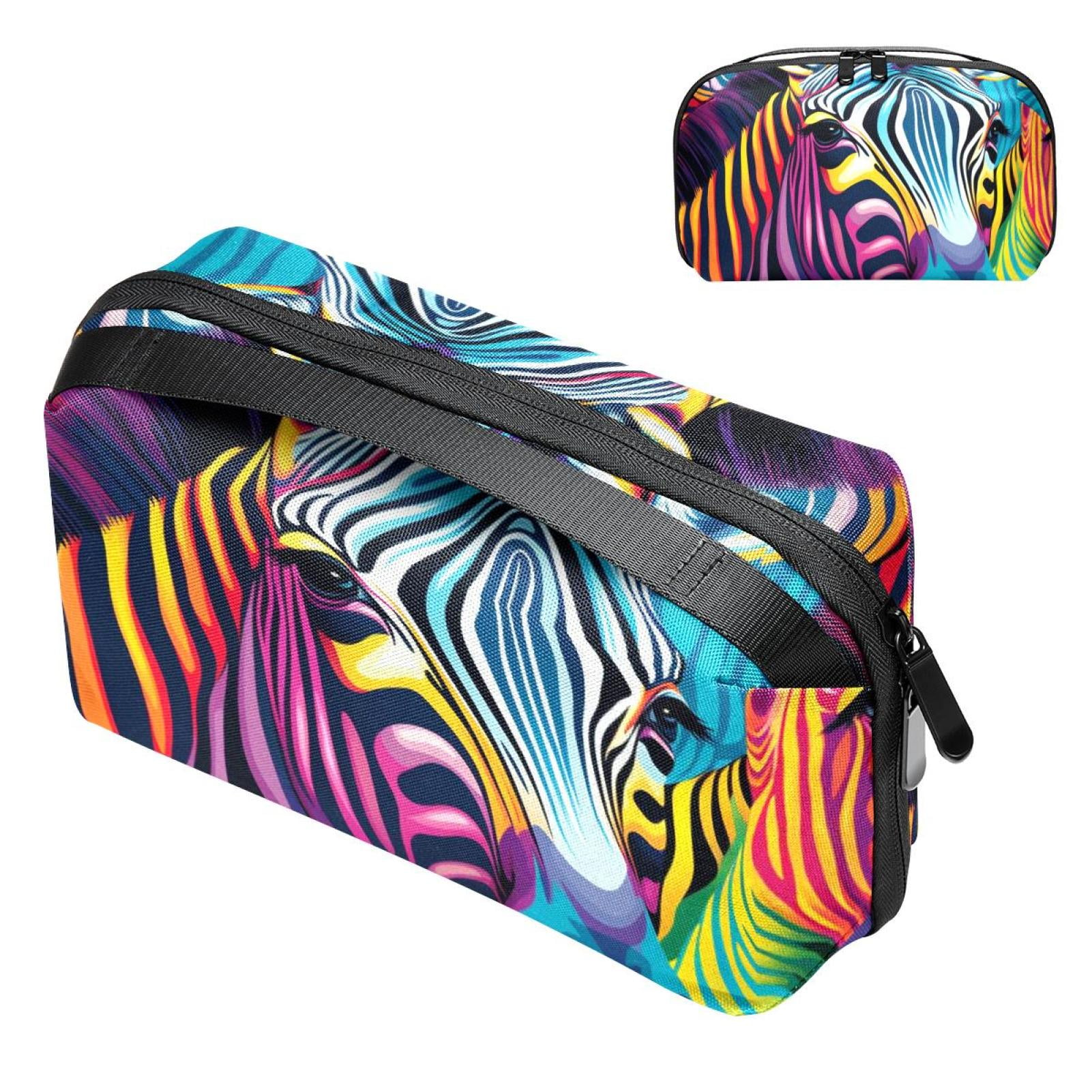Zebra Travel Case Charger Pouch Hard Drive Bag Cable Organizer Desk ...
