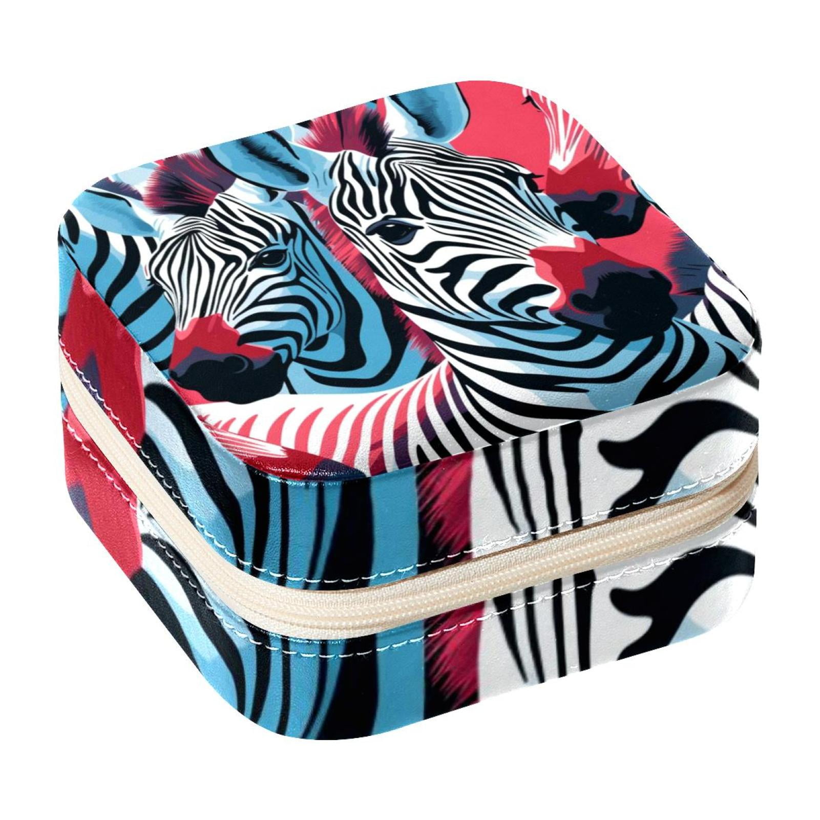 Zebra Travel Portable Square Jewelry Box Earring Necklace Bracelet ...
