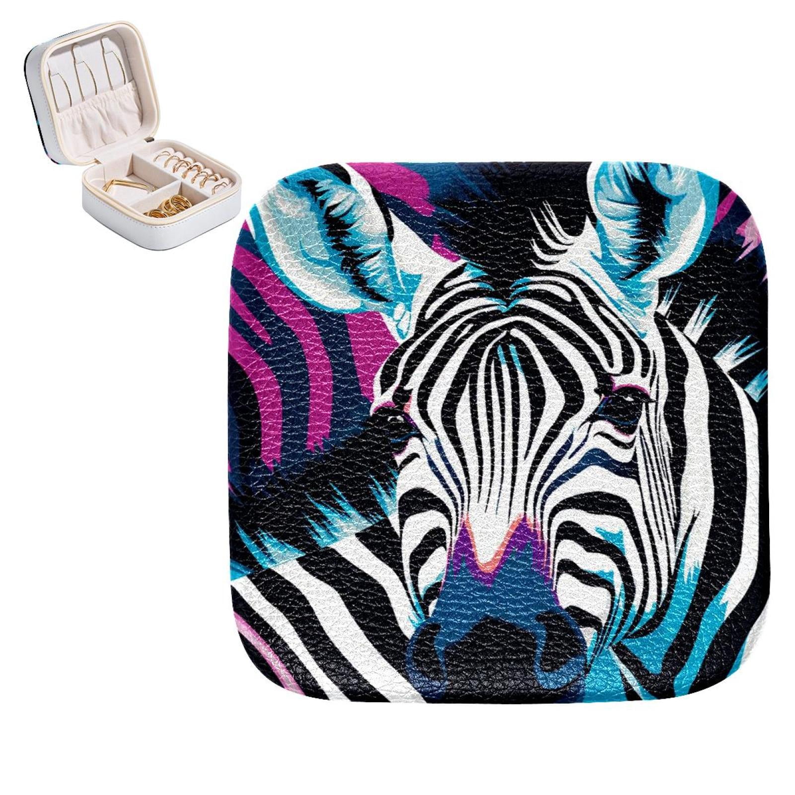 Zebra Travel Portable Square Jewelry Box Earring Necklace Bracelet ...