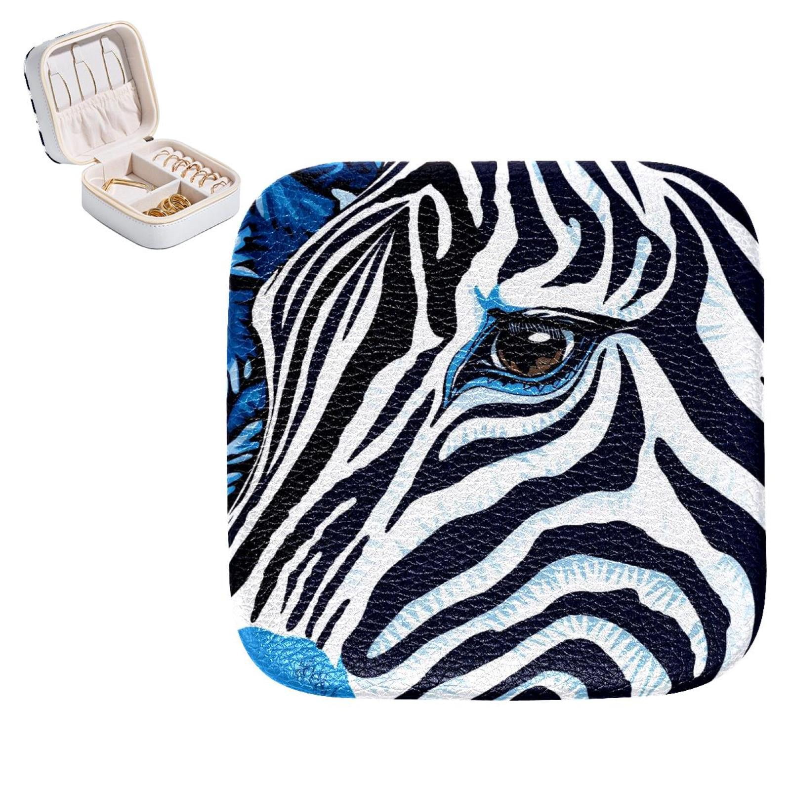Zebra Travel Portable Square Jewelry Box Organizer Earring Necklace ...