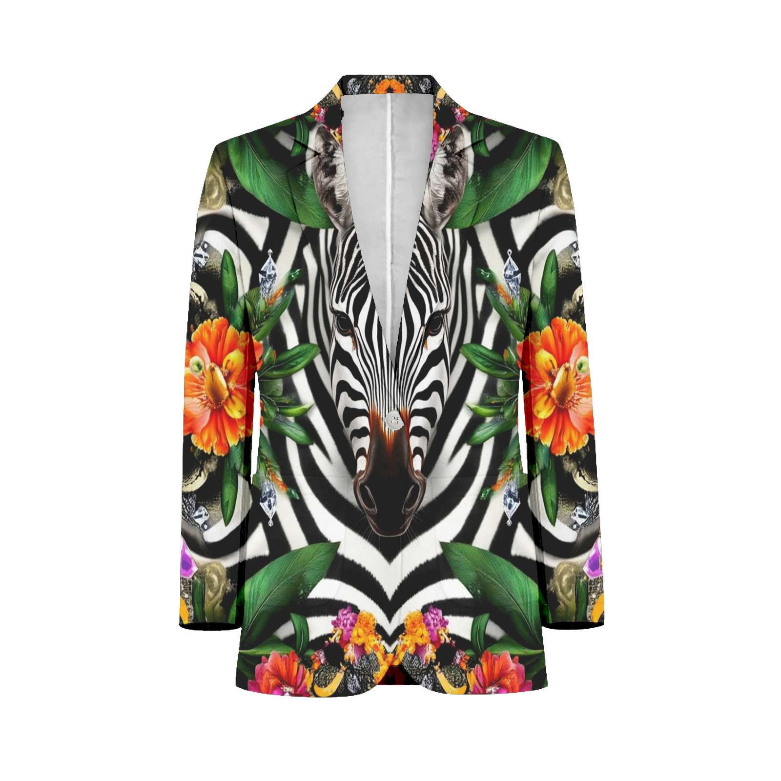 Zebra Tropical Flowers Vibrant Print Customized Men's Suits full man ...